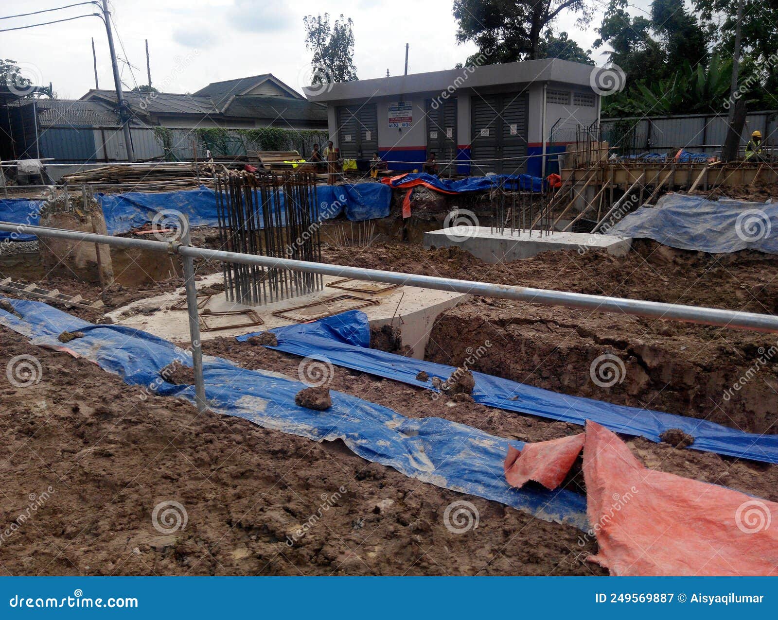 Building Foundation Work at Construction Site. Editorial Photography ...