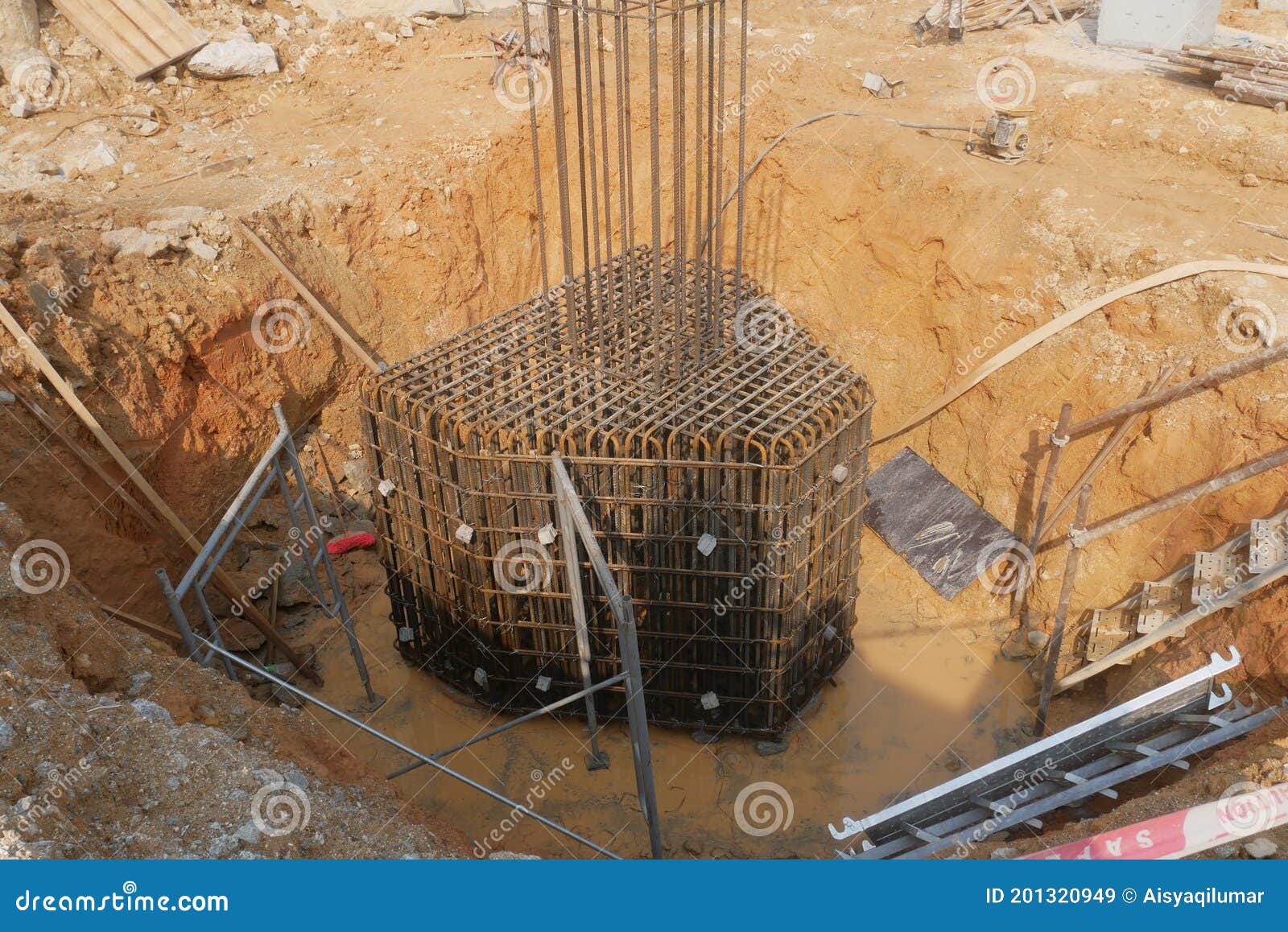 Pile Cap and Column Stump Under Construction at the Construction Site ...