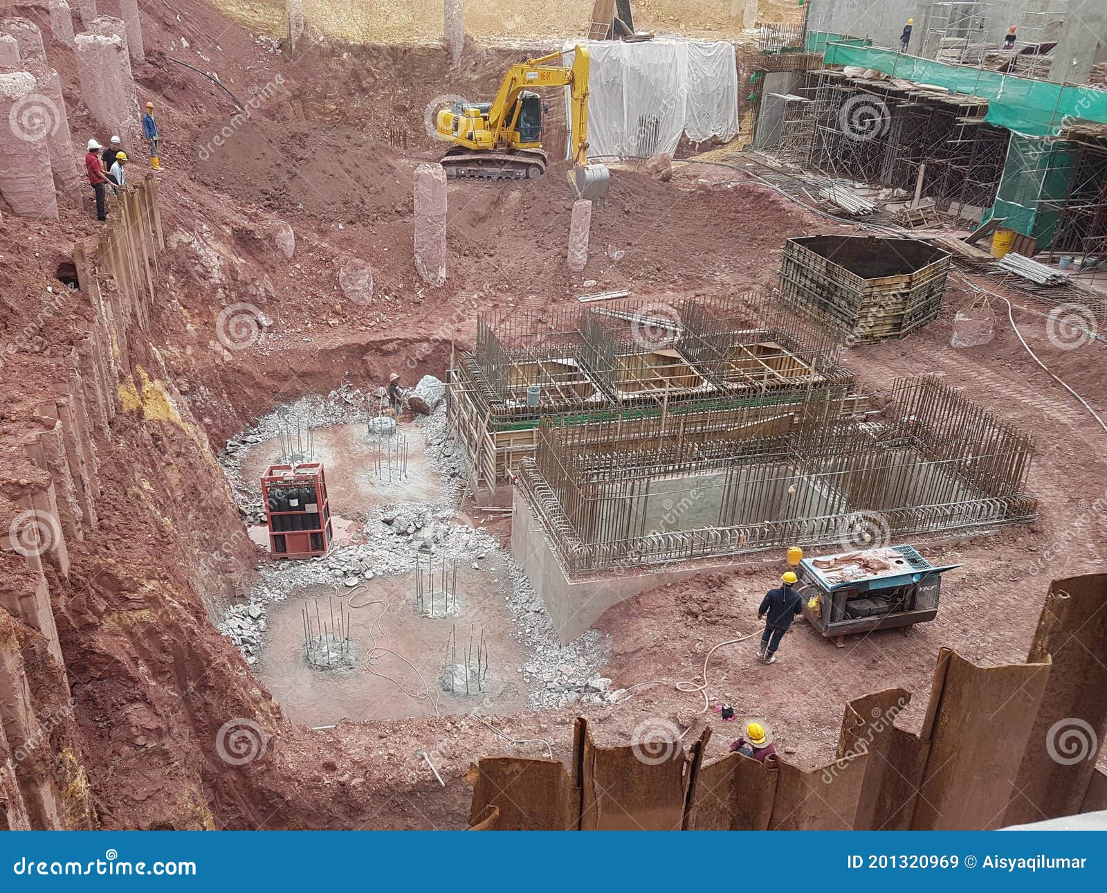 Pile Cap and Column Stump Under Construction at the Construction Site ...