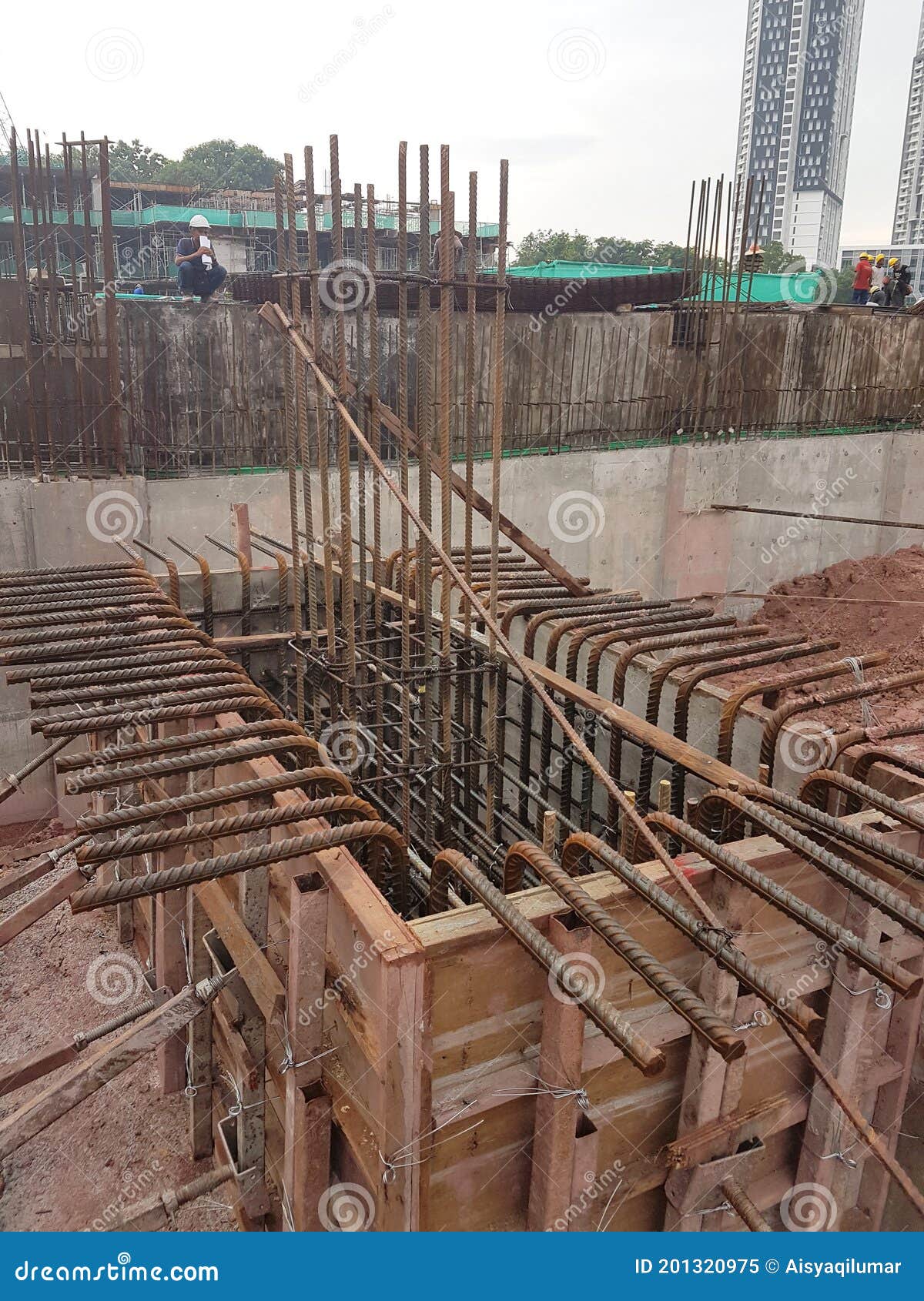 Pile Cap and Column Stump Under Construction at the Construction Site ...