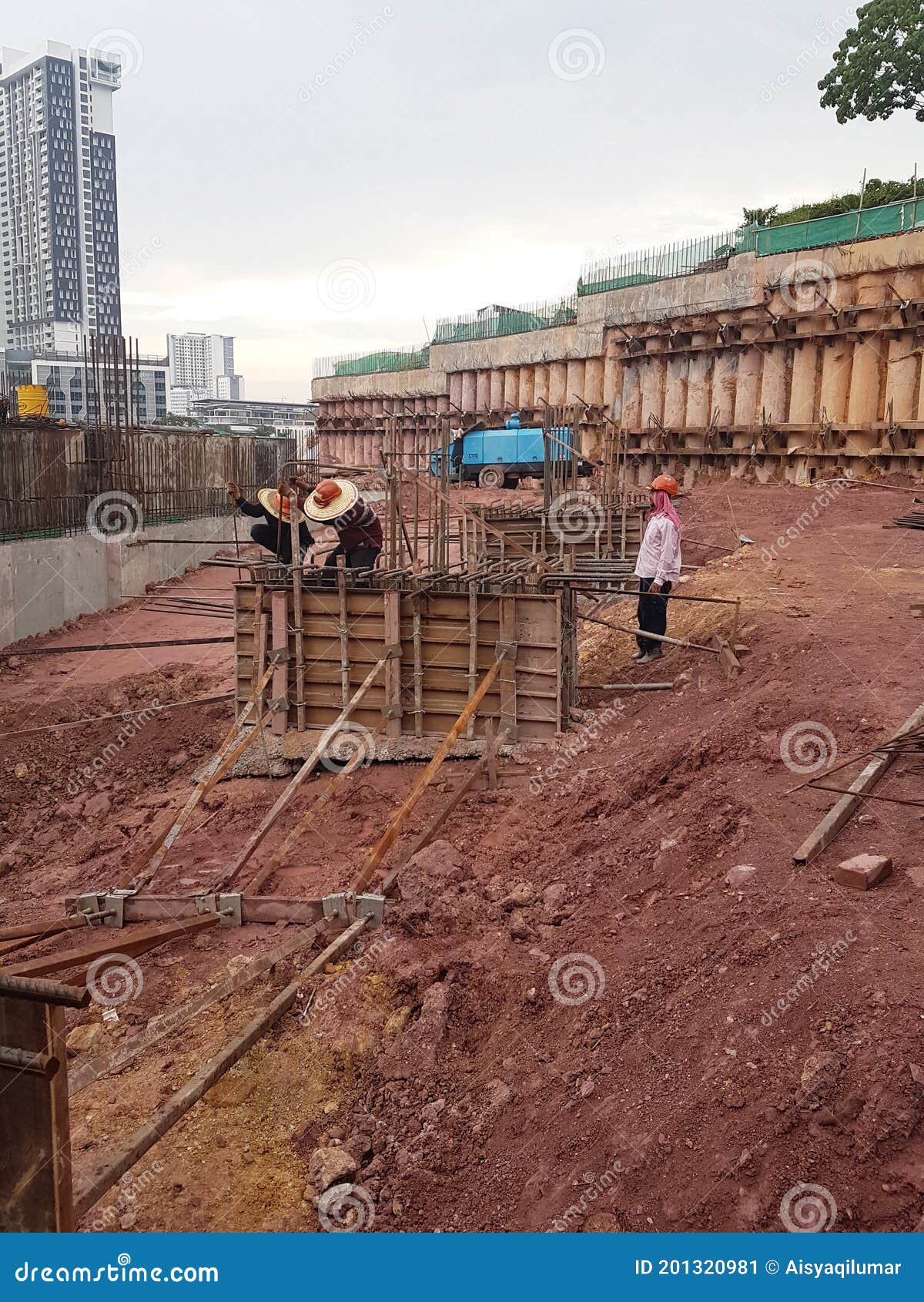 Pile Cap and Column Stump Under Construction at the Construction Site ...