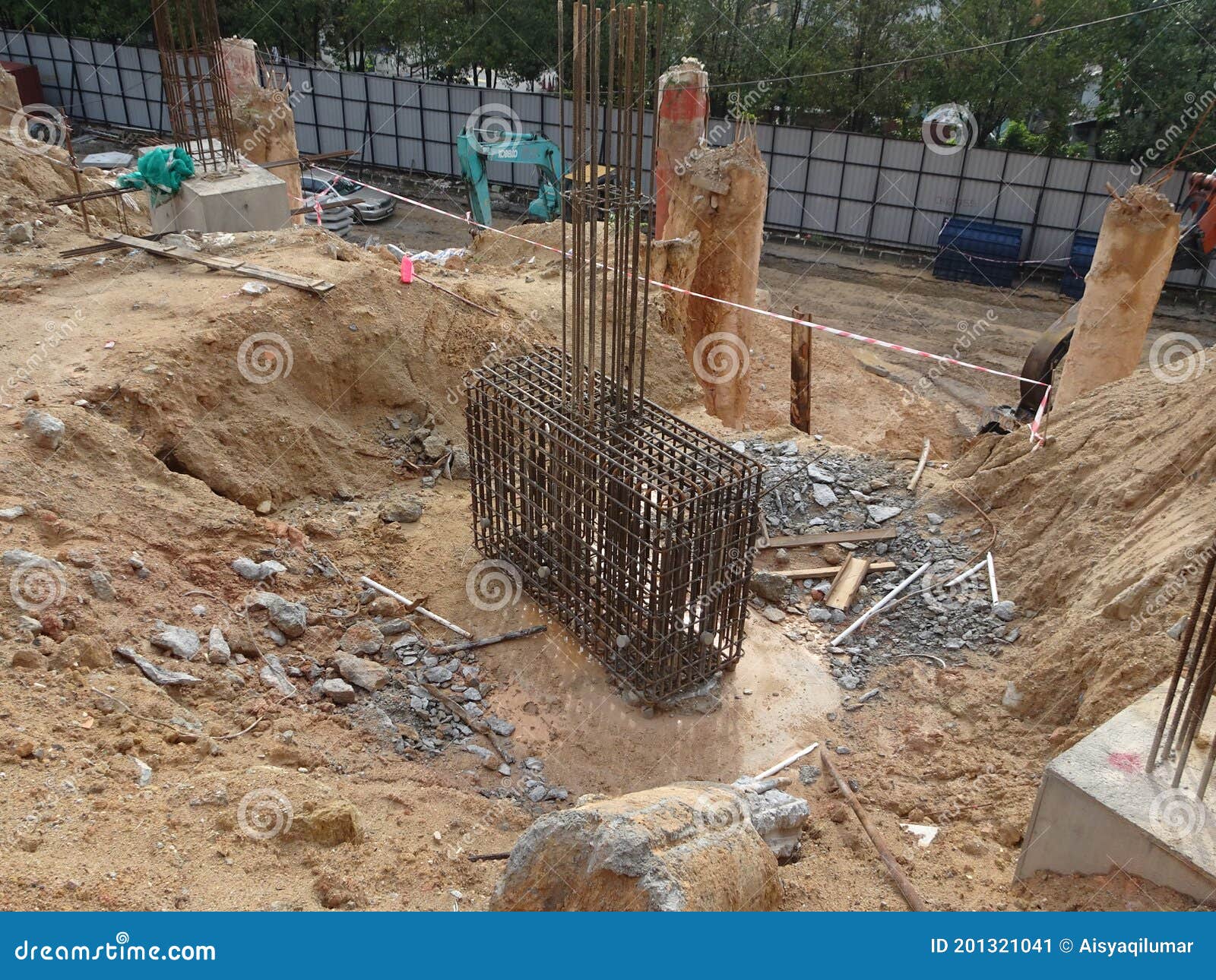 Pile Cap and Column Stump Under Construction at the Construction Site ...