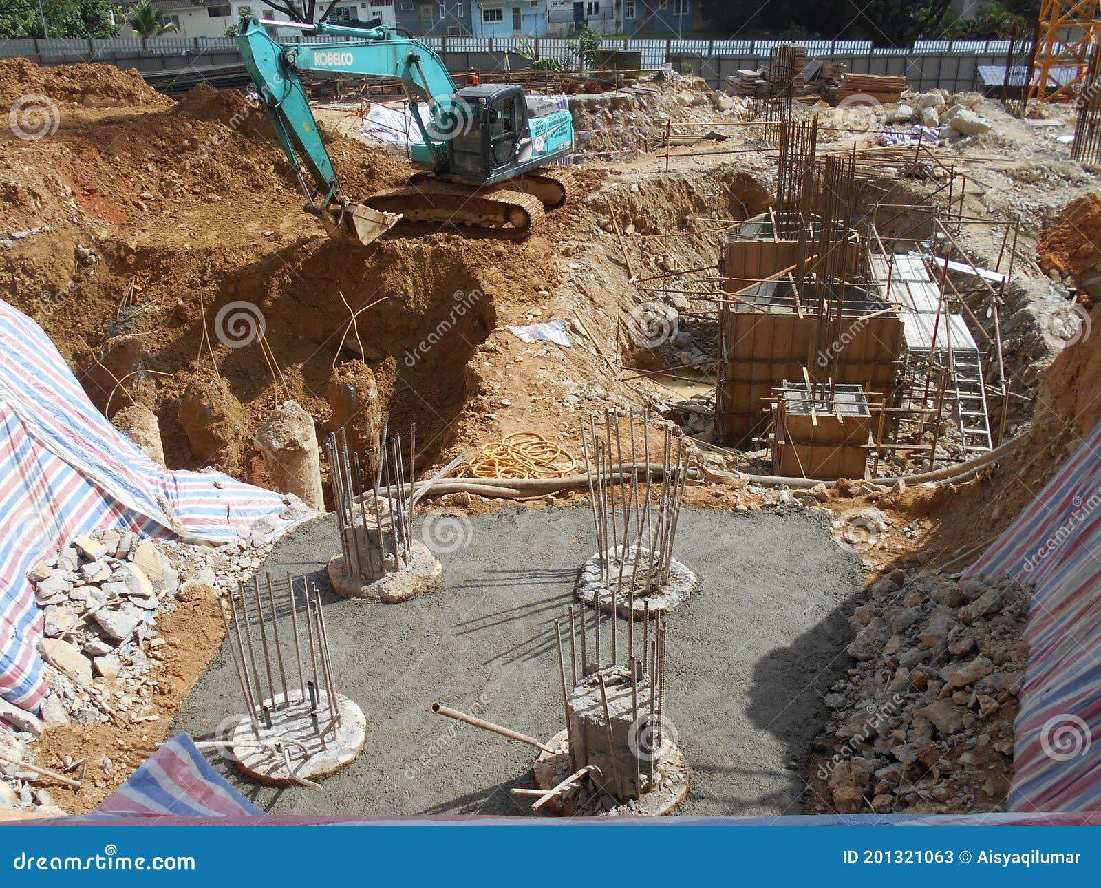 Pile Cap and Column Stump Under Construction at the Construction Site ...