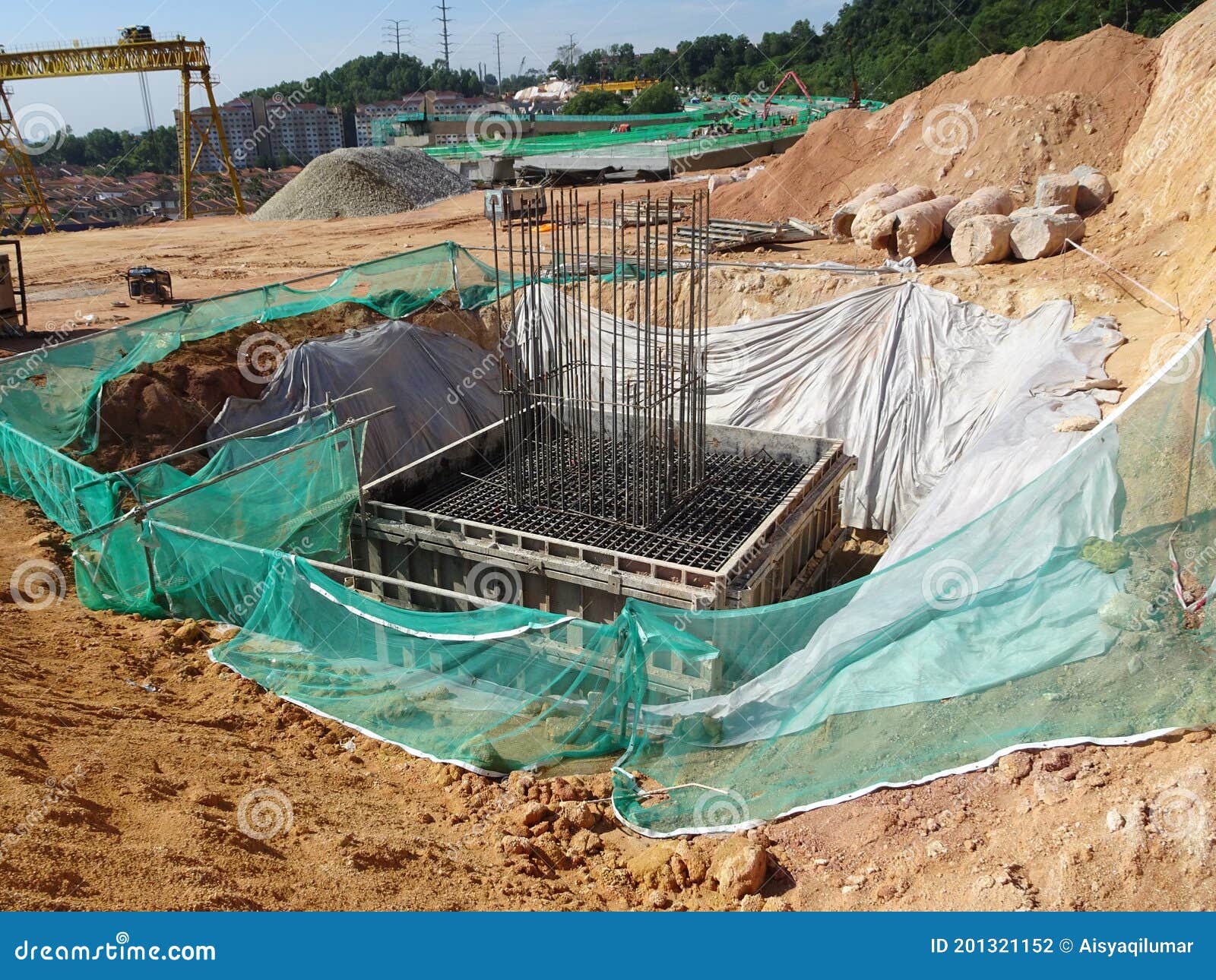 Pile Cap and Column Stump Under Construction at the Construction Site ...