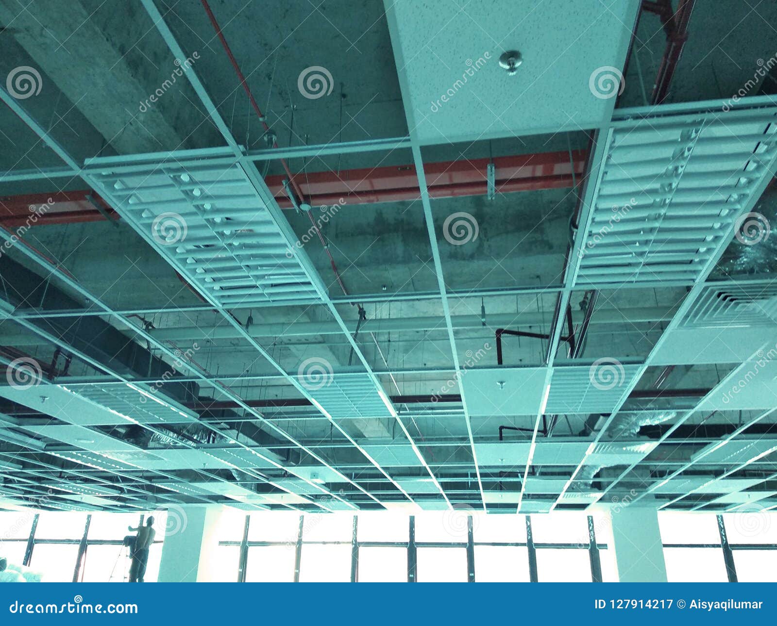 Suspended Ceiling Frame and Board Under Construction Editorial ...