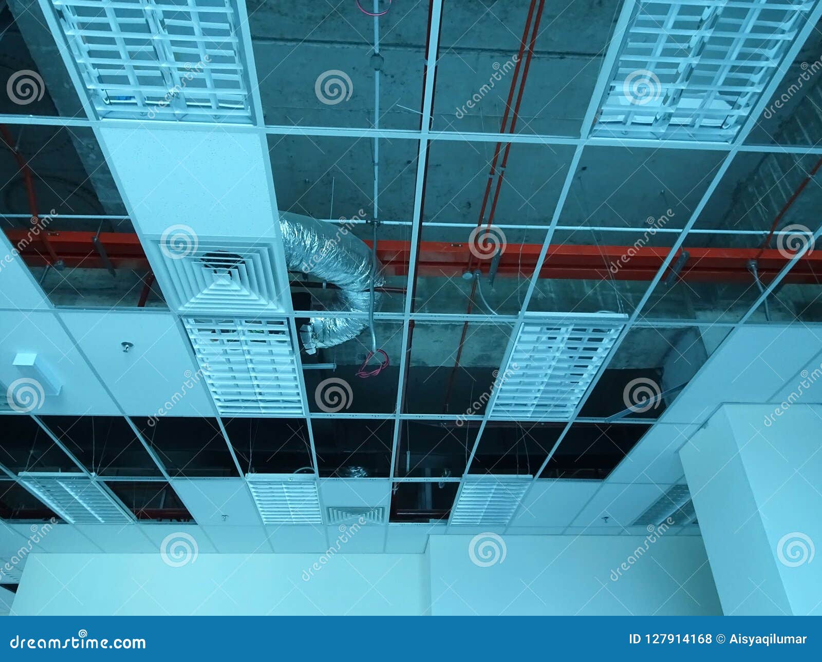 Suspended Ceiling Frame And Board Under Construction Editorial Photo ...