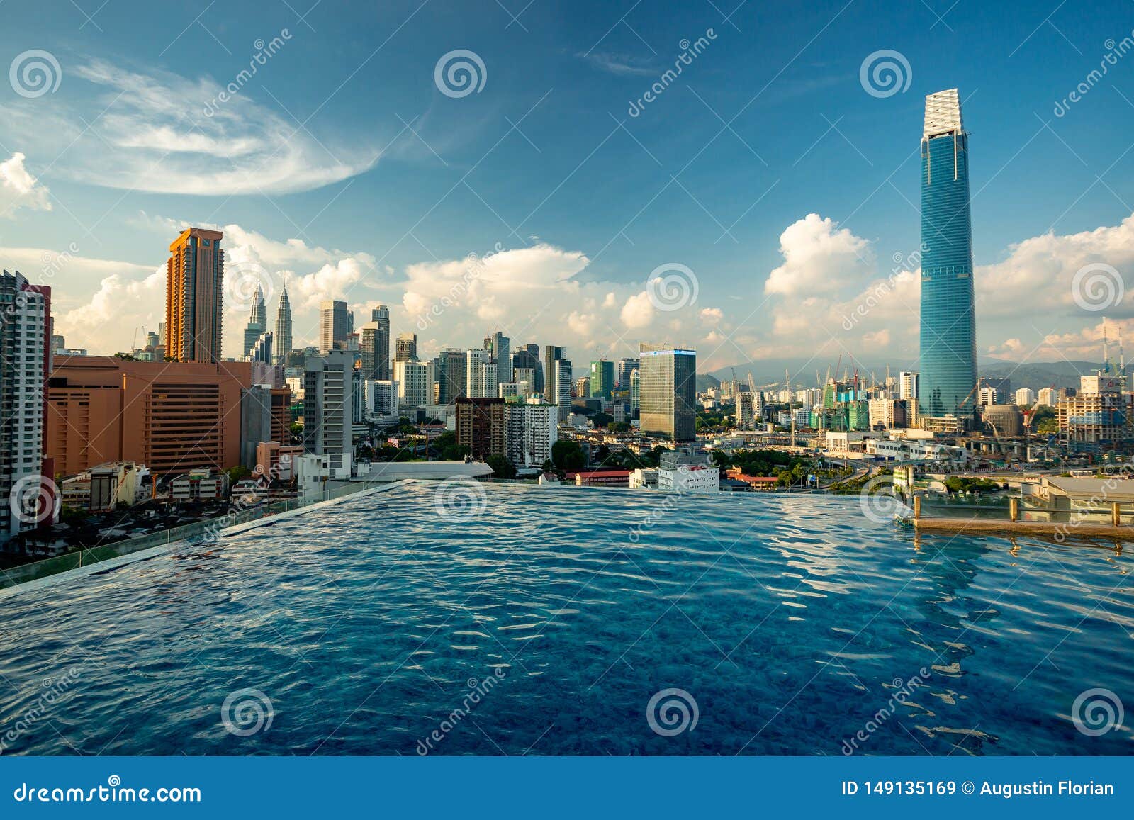 Kuala Lumpur Skyline Pool View Editorial Stock Image - Image of people ...