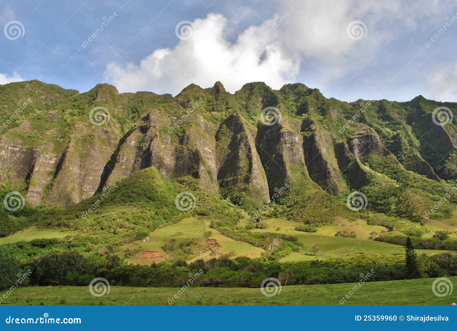 Kualoa Ranch Mountains Oahu Hawaii Stock Photo - Image of hawaii, ocean ...