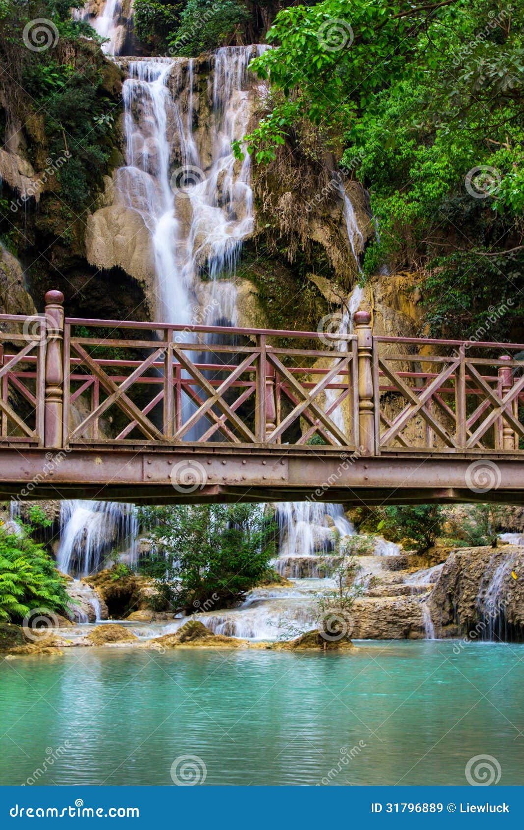 Kuang Si waterfall stock image. Image of spring, scenic - 31796889