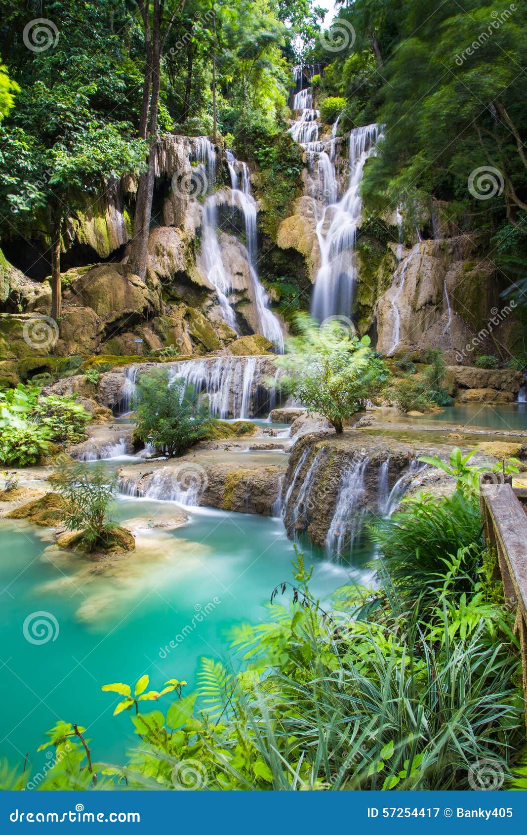 Kuang Si Waterfalls stock image. Image of cascade, flow - 57254417