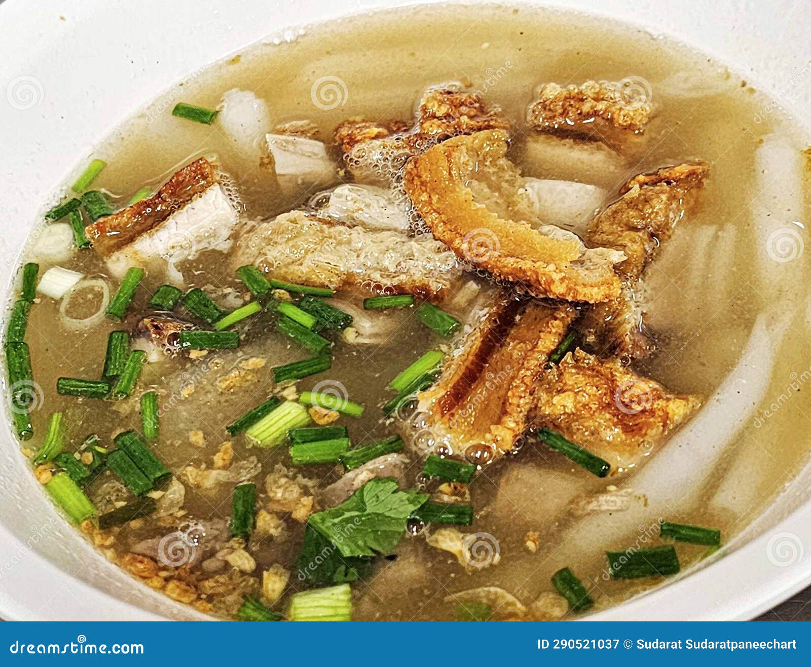 Kuay Jap, Large Noodles with Crispy Pork Stock Image - Image of pork ...