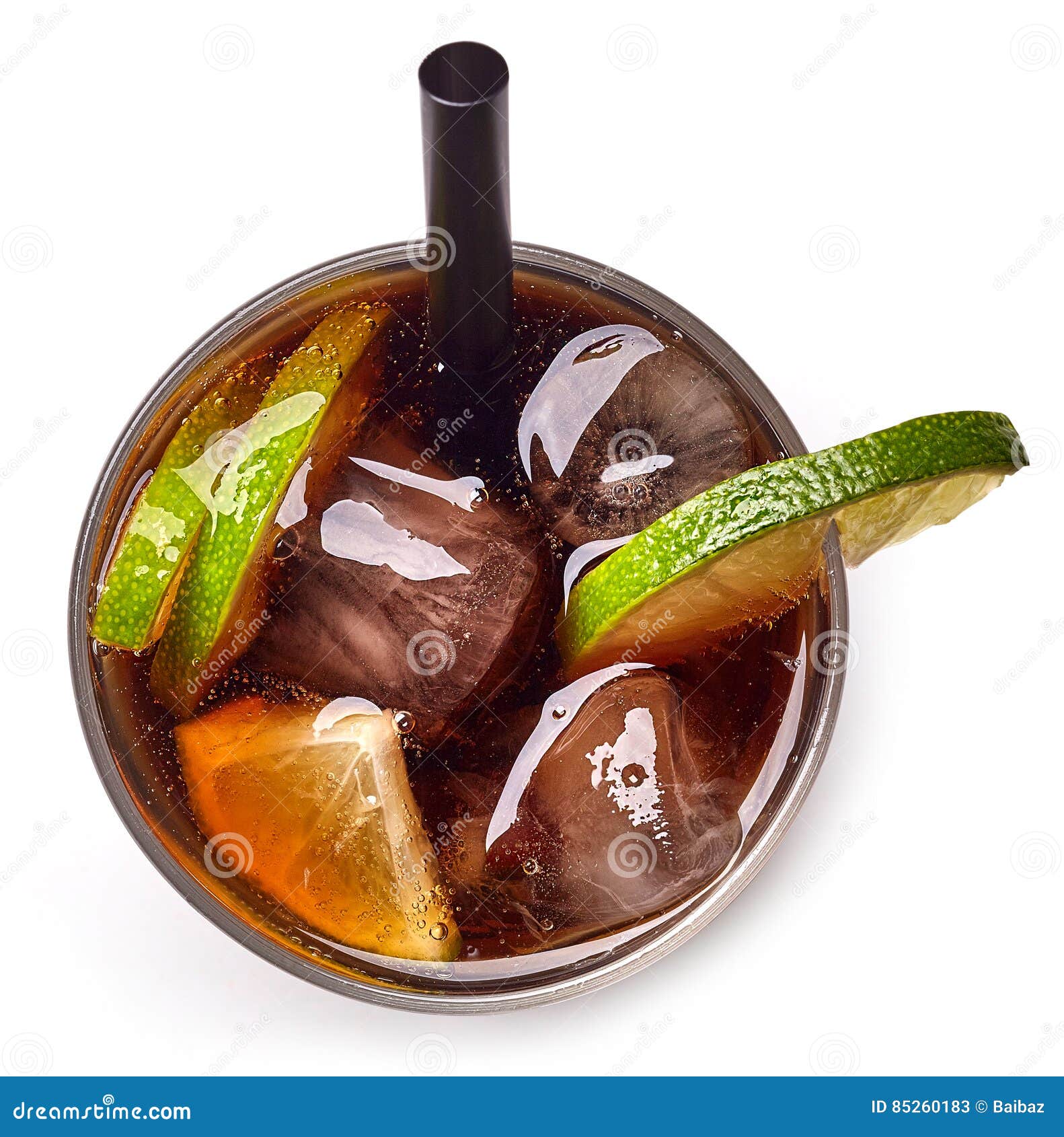 KubaLibre Coctail Med Rom, Cola Och Limefrukt Fotografering för ...