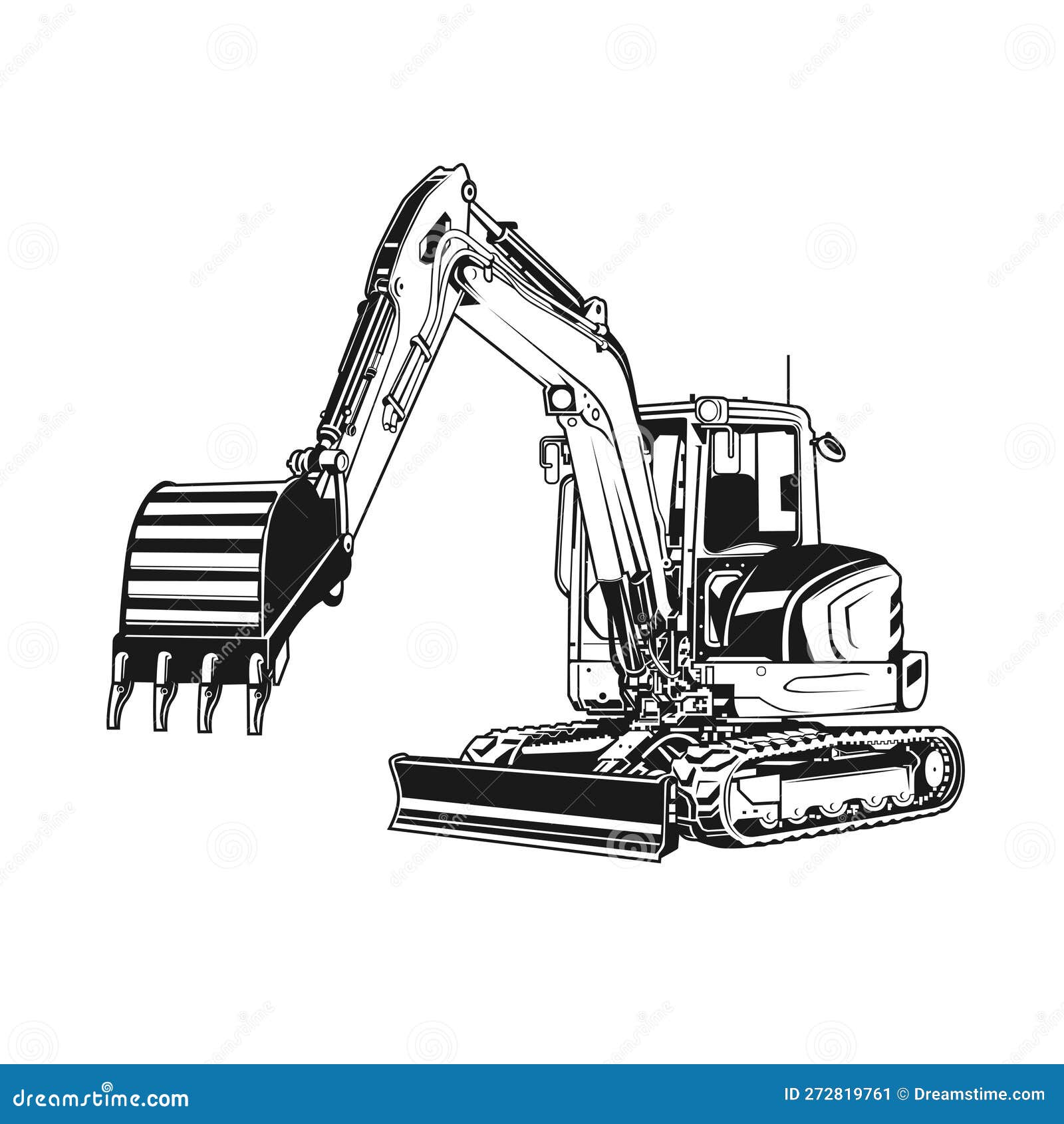 Kubota KX 057 Mini Excavator Outline Stock Vector - Illustration of ...