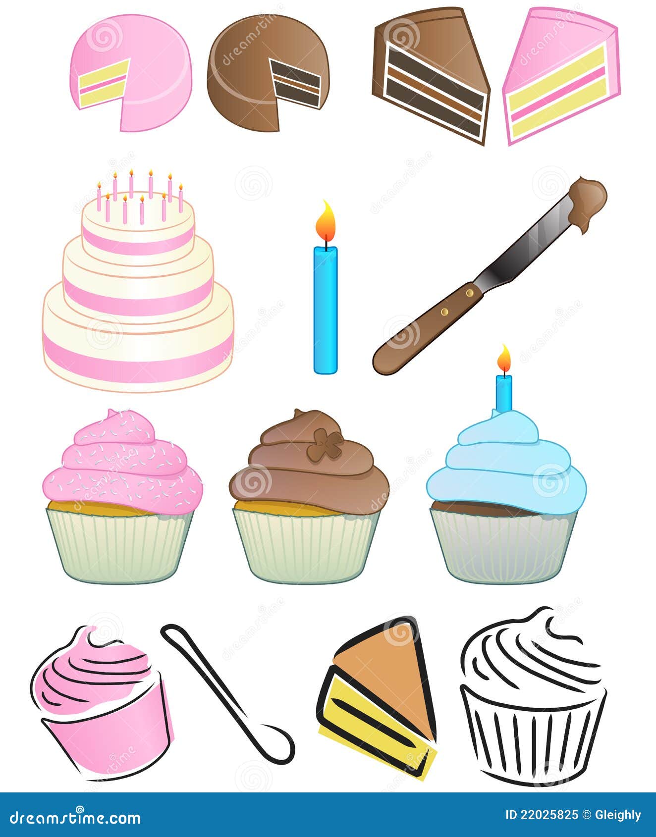 Kuchen-Zeichen-Set vektor abbildung. Illustration von plätzchen - 22025825