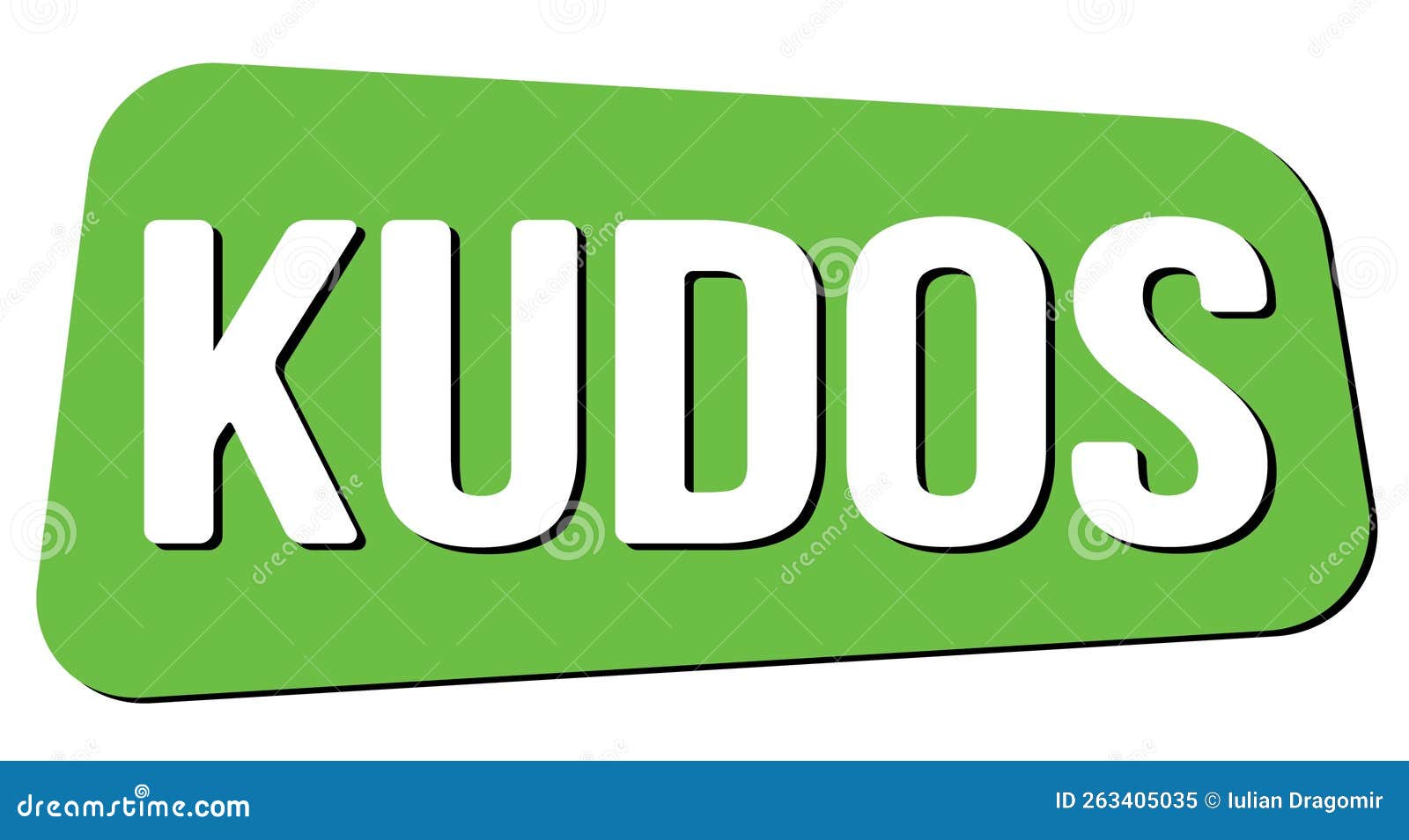 KUDOS Text on Green Trapeze Stamp Sign Stock Illustration ...
