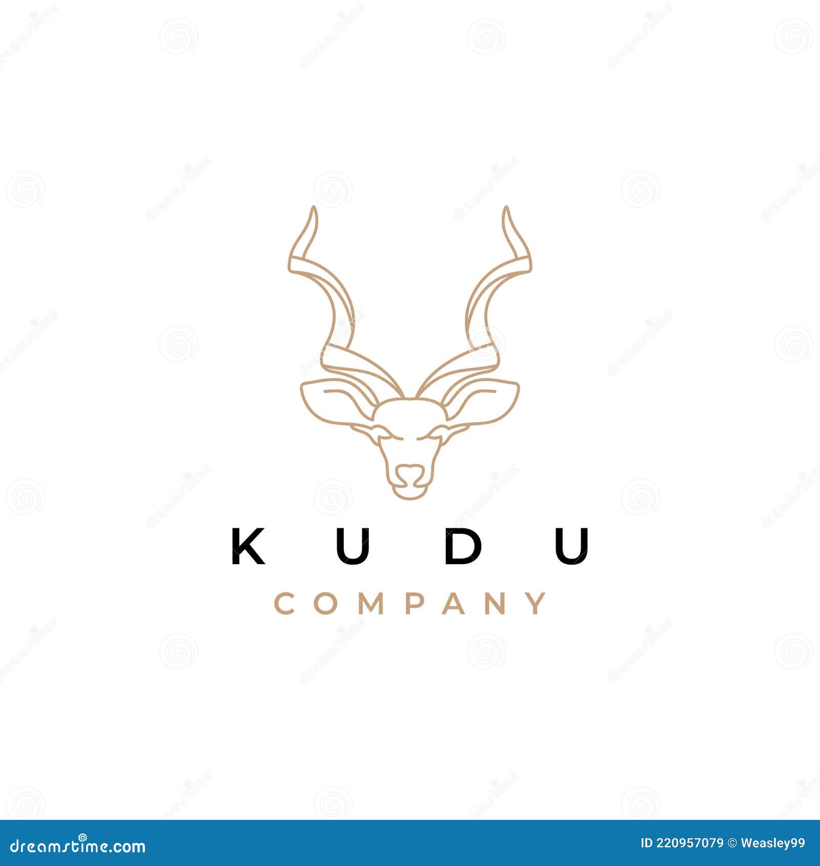 Kudu Line Art Logo Design Vector Stock Vector - Illustration of deer ...