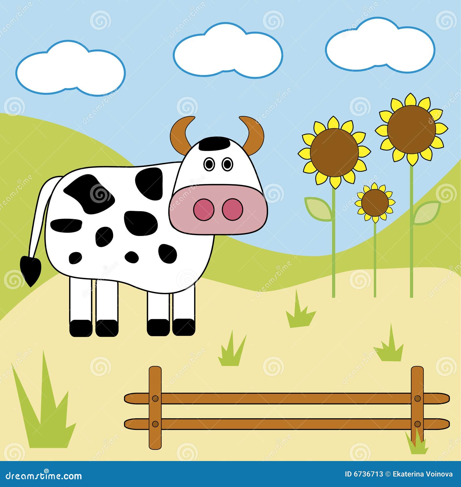 Kuh auf einem Bauernhof vektor abbildung. Illustration von graphik ...