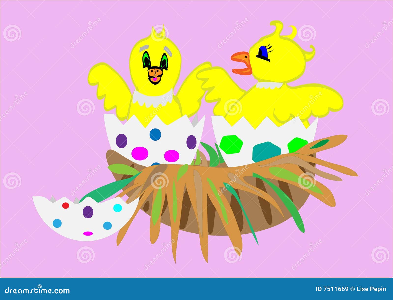 Kuikens Die Uit Hun Eieren Komen - Vector Vector Illustratie ...