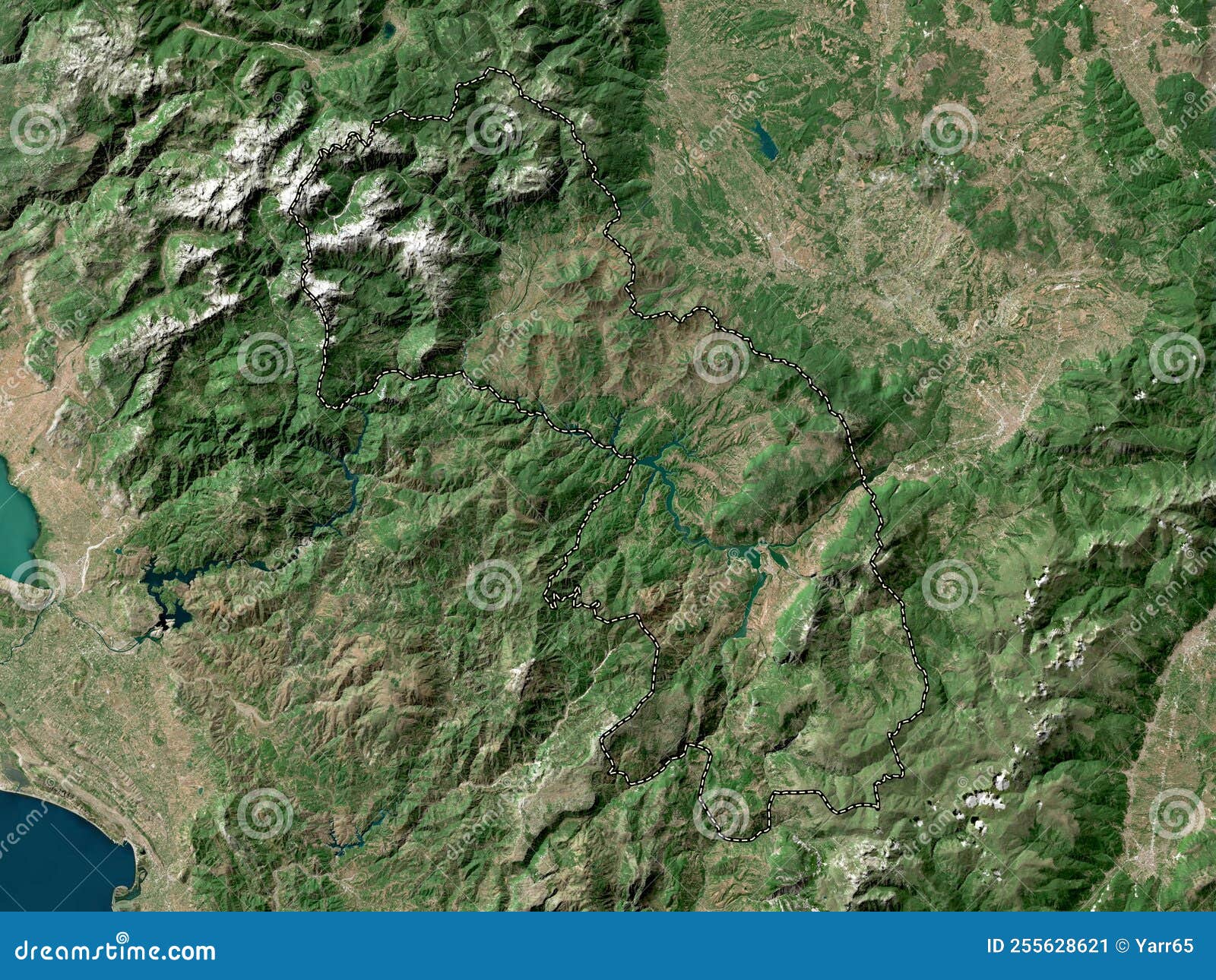 Kukes, Albania. High-res Satellite. No Legend Stock Image - Image of ...