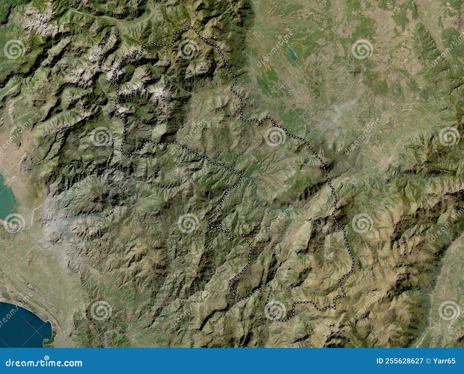 Kukes, Albania. Low-res Satellite. No Legend Stock Image - Image of ...
