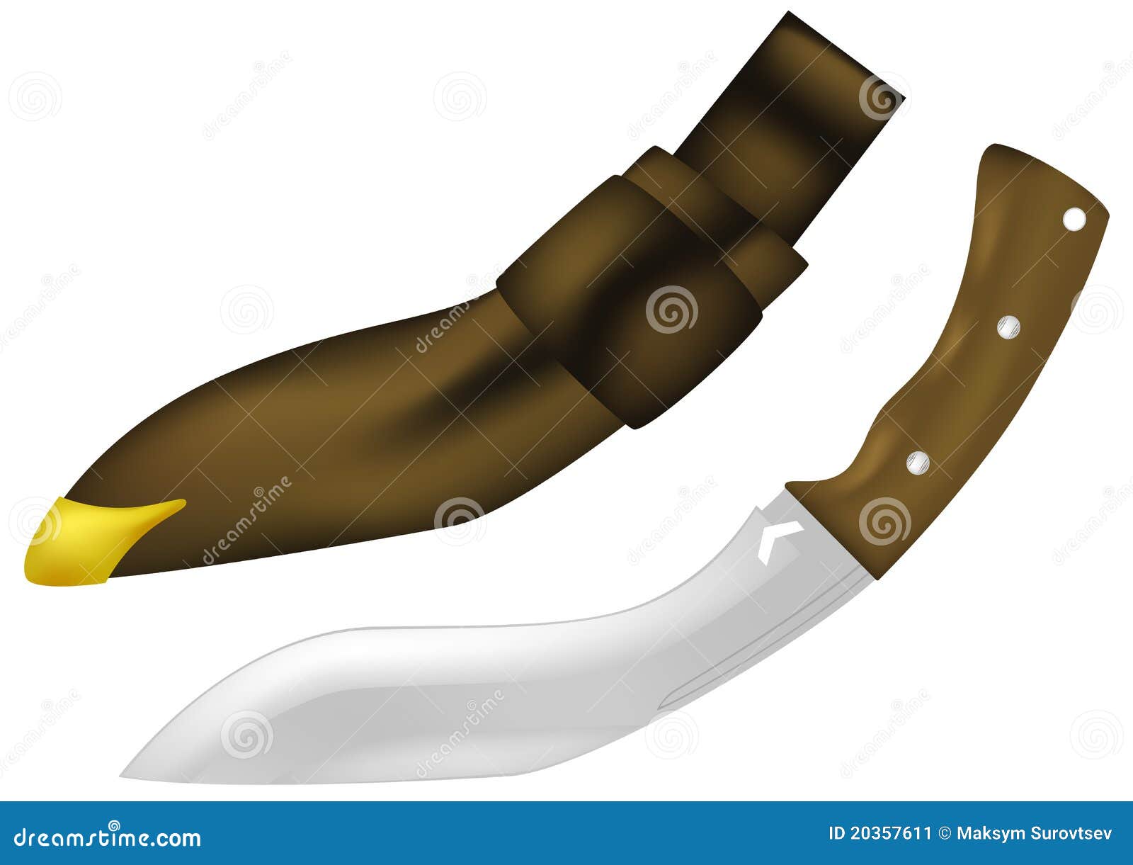 Kukri Knife Type. Ink Black And White Drawing Vector Illustration ...