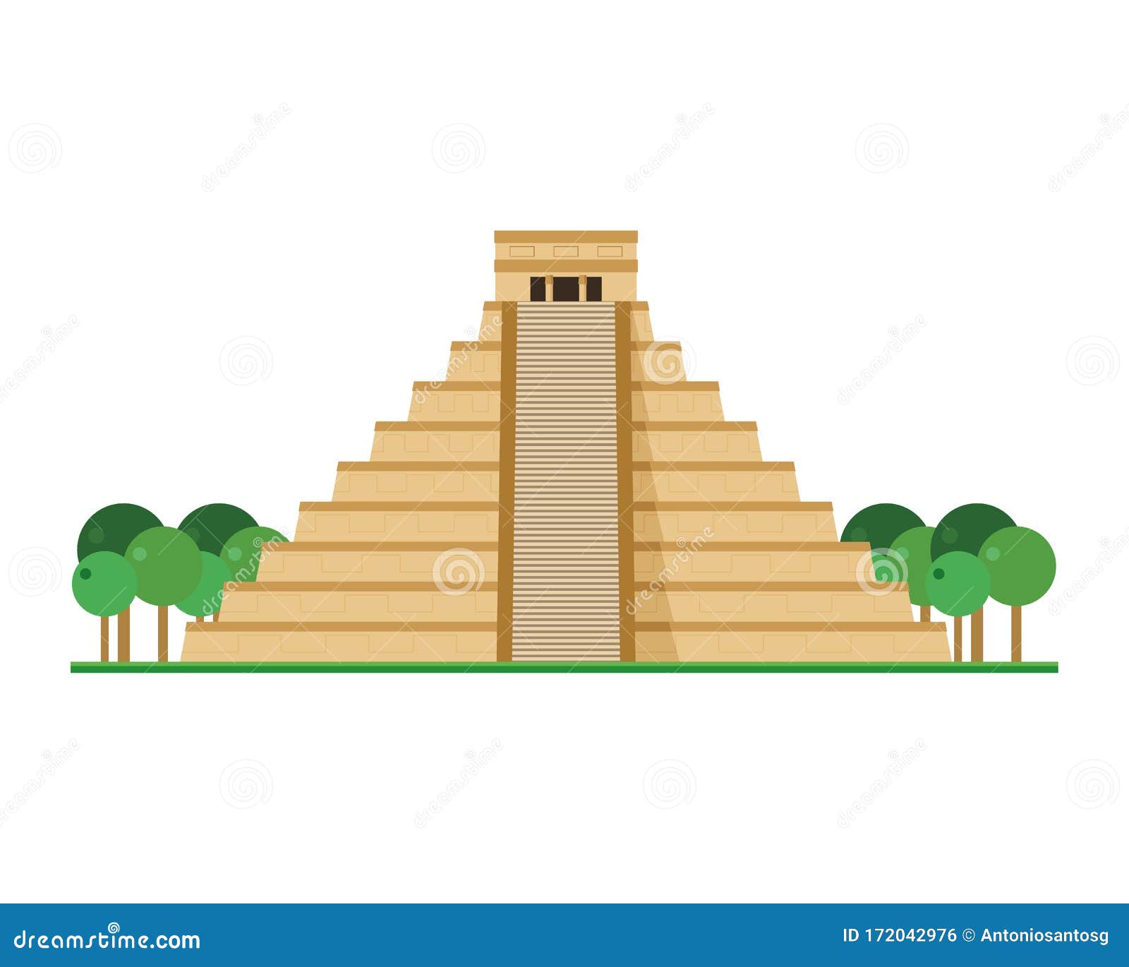 Kukulcan Temple, Chichen Itza Mexico. Isolated On White Background ...