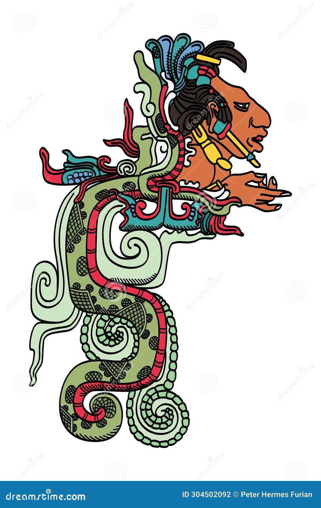 Kukulkan, The Vision Serpent, A Deity Of Maya Mythology Vector ...