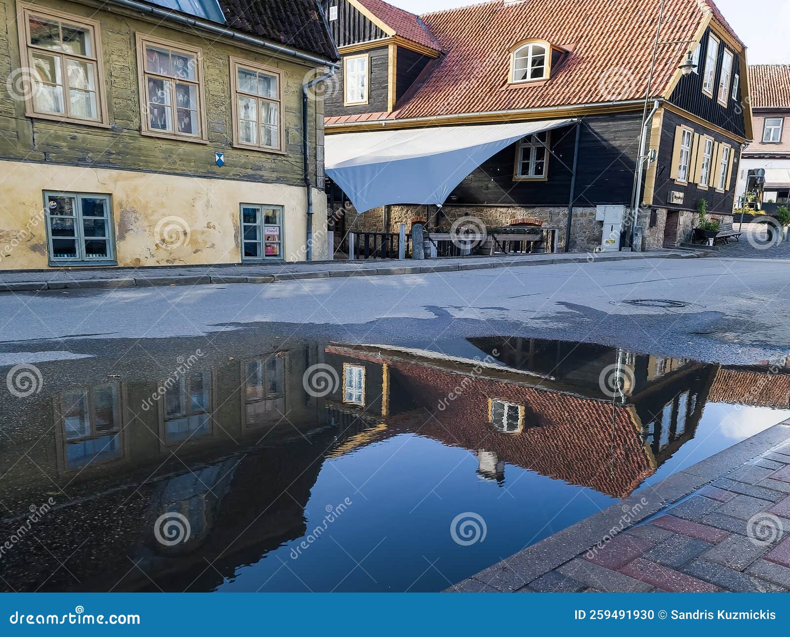 Kuldiga, Latvia - October 17, 2022: the Reflection of the Buildings of ...