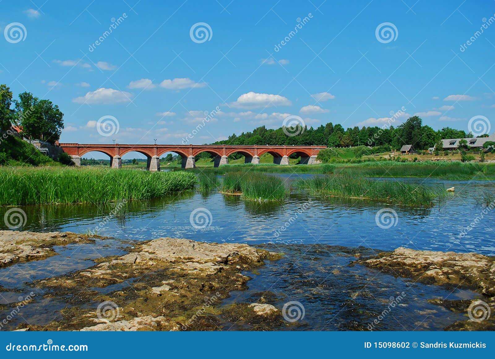 Kuldiga old brick bridge stock photo. Image of long, historical - 15098602