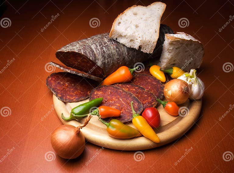Kulen and spices stock photo. Image of hungary, domestic - 12277412