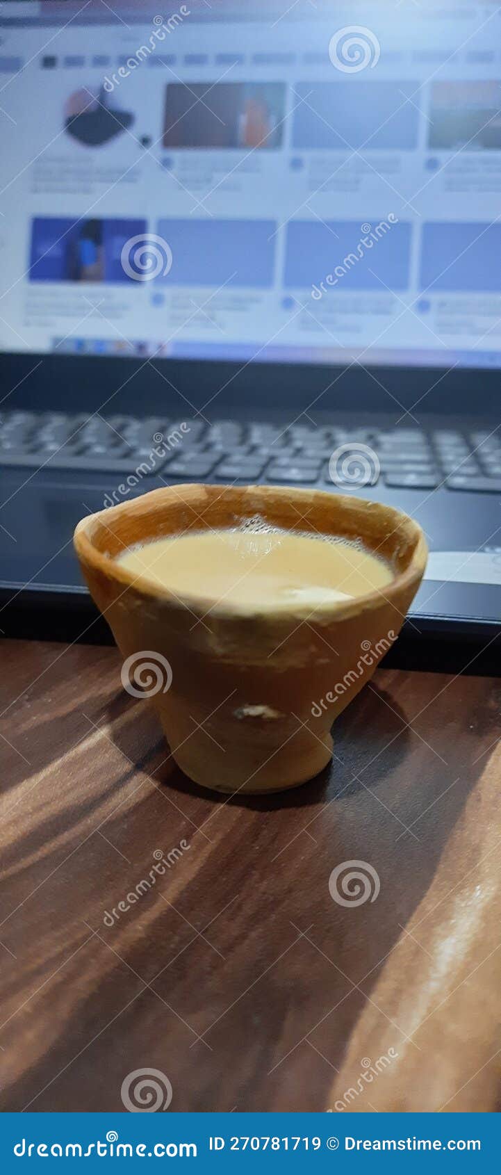 Kulhad Tea in Front of Laptop Stock Image - Image of baking, yellow ...