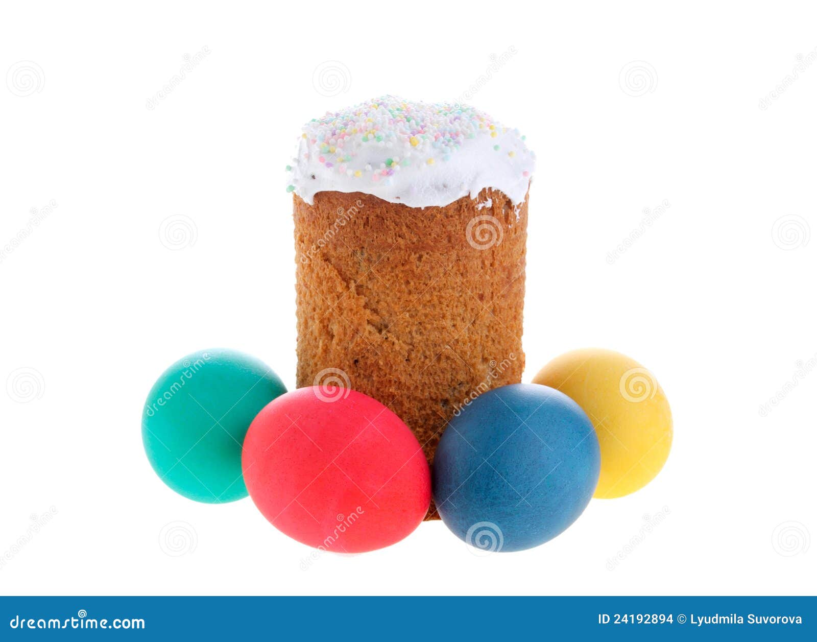 Kulich and colored eggs stock photo. Image of traditional - 24192894