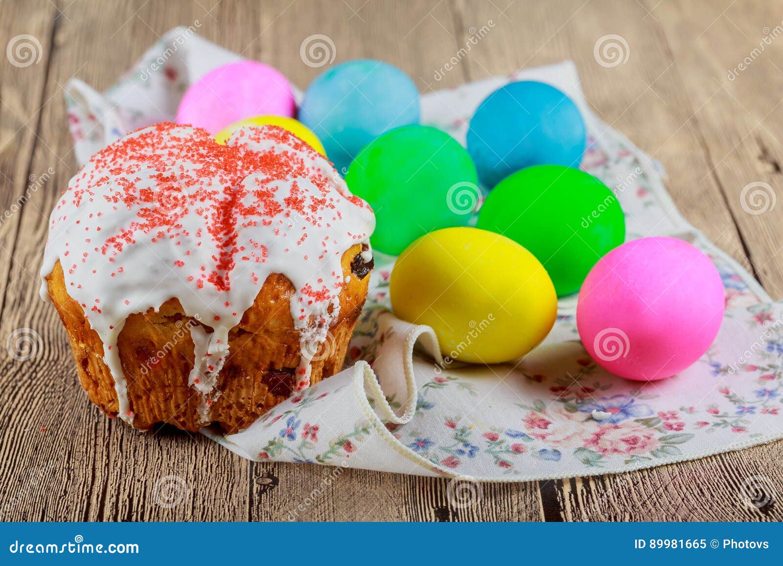 Kulitch Kulich Easter Bread Topped with Decorated with Easter Eggs ...