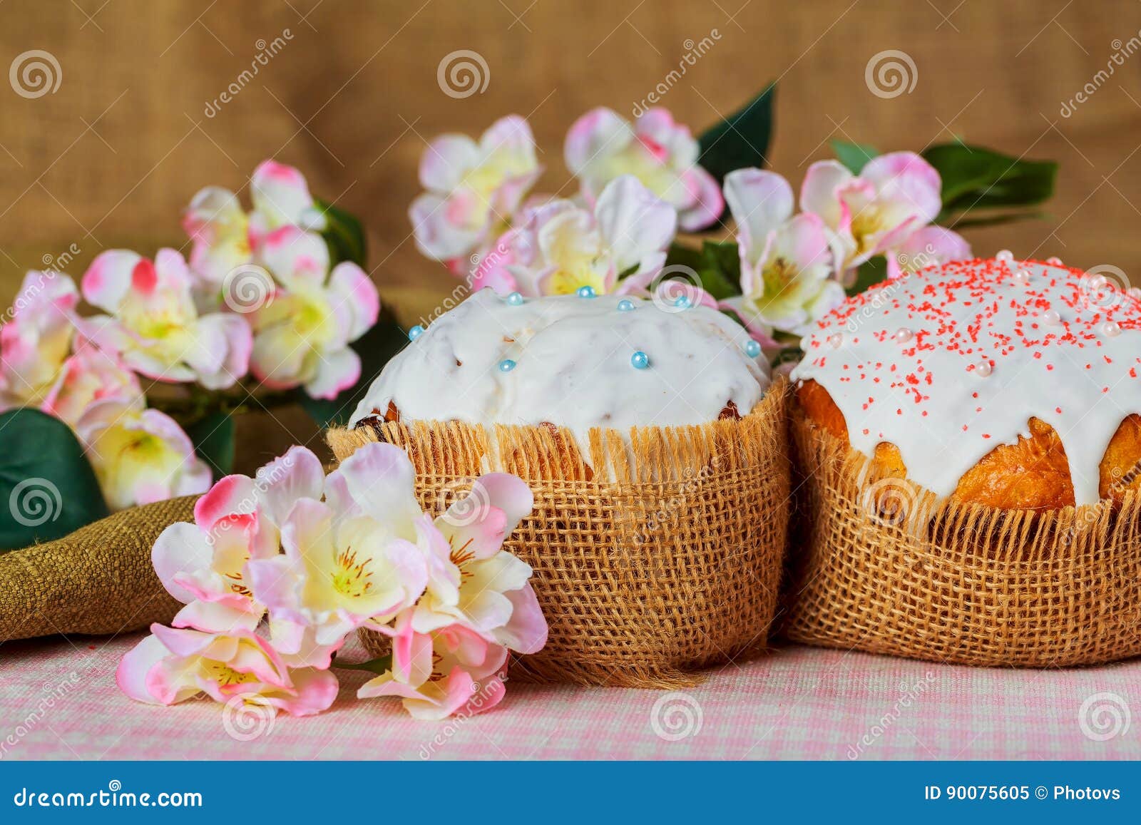 Kulitch Kulich Easter Bread Topped with Decorated with Easter Eggs ...