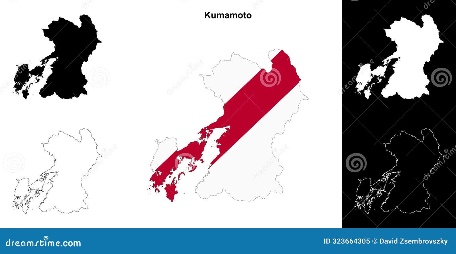 Kumamoto outline map stock vector. Illustration of area - 323664305