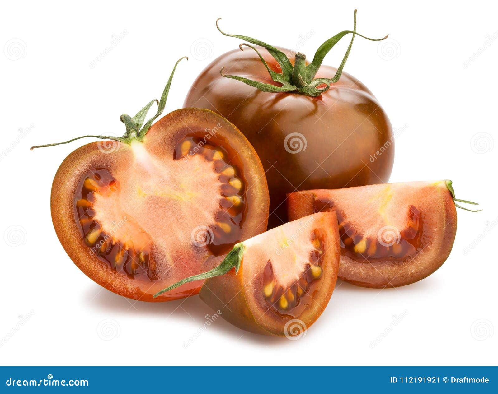 Kumato tomato stock image. Image of studio, slice, chunks - 112191921