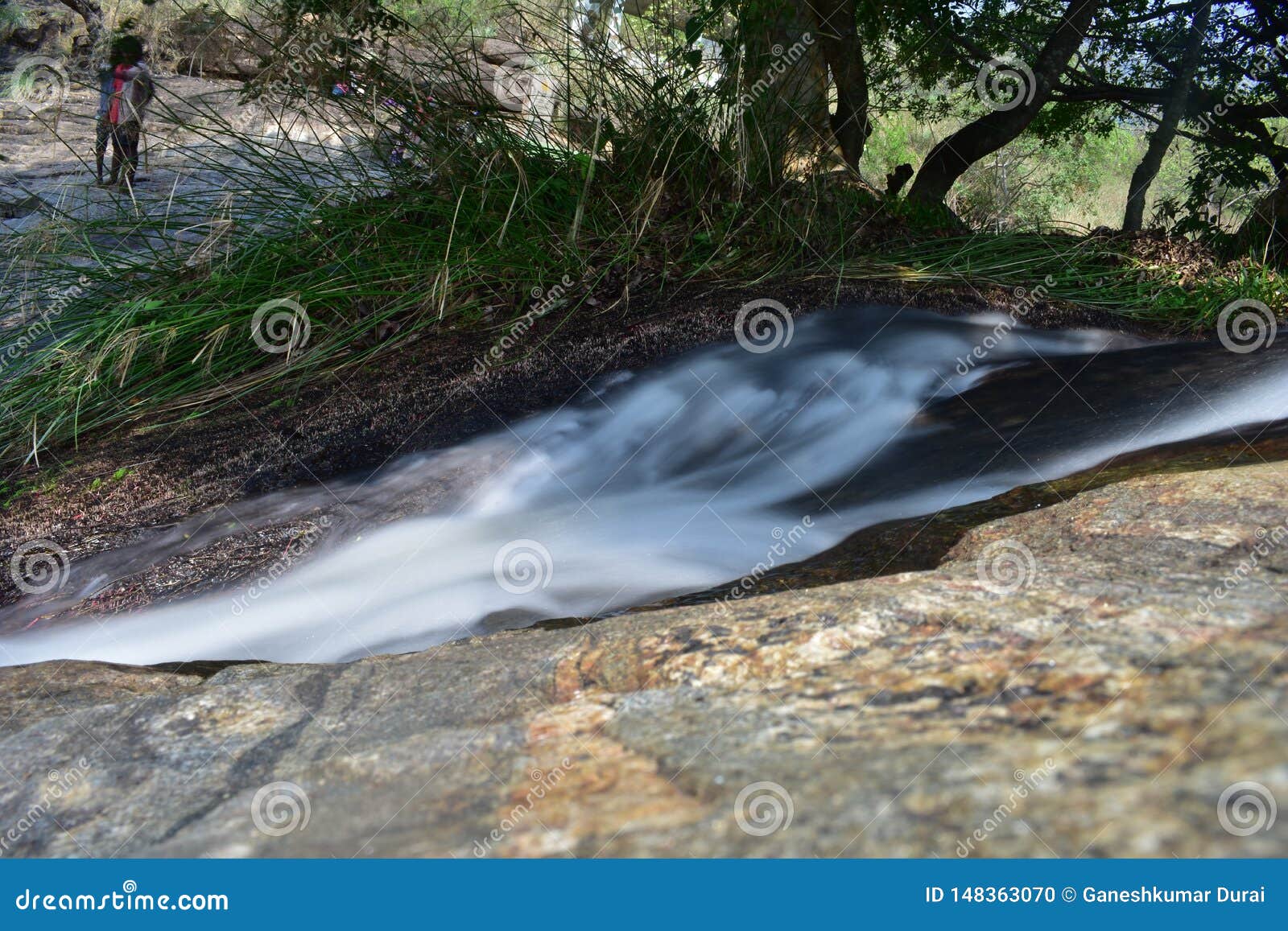 Kumbakkarai Water Falls - the Pambar River Stock Photo - Image of ...