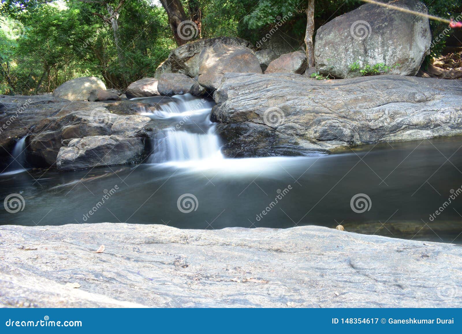 Kumbakkarai Water Falls and the Pambar River Flows Along the Rocks ...