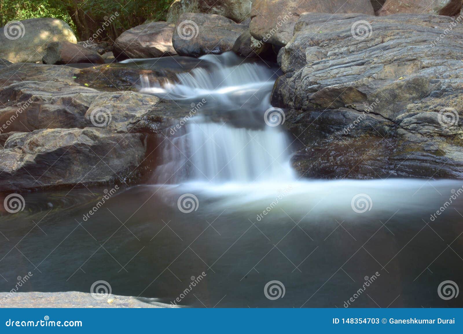 Kumbakkarai Water Falls and the Pambar River Flows Along the Rocks ...