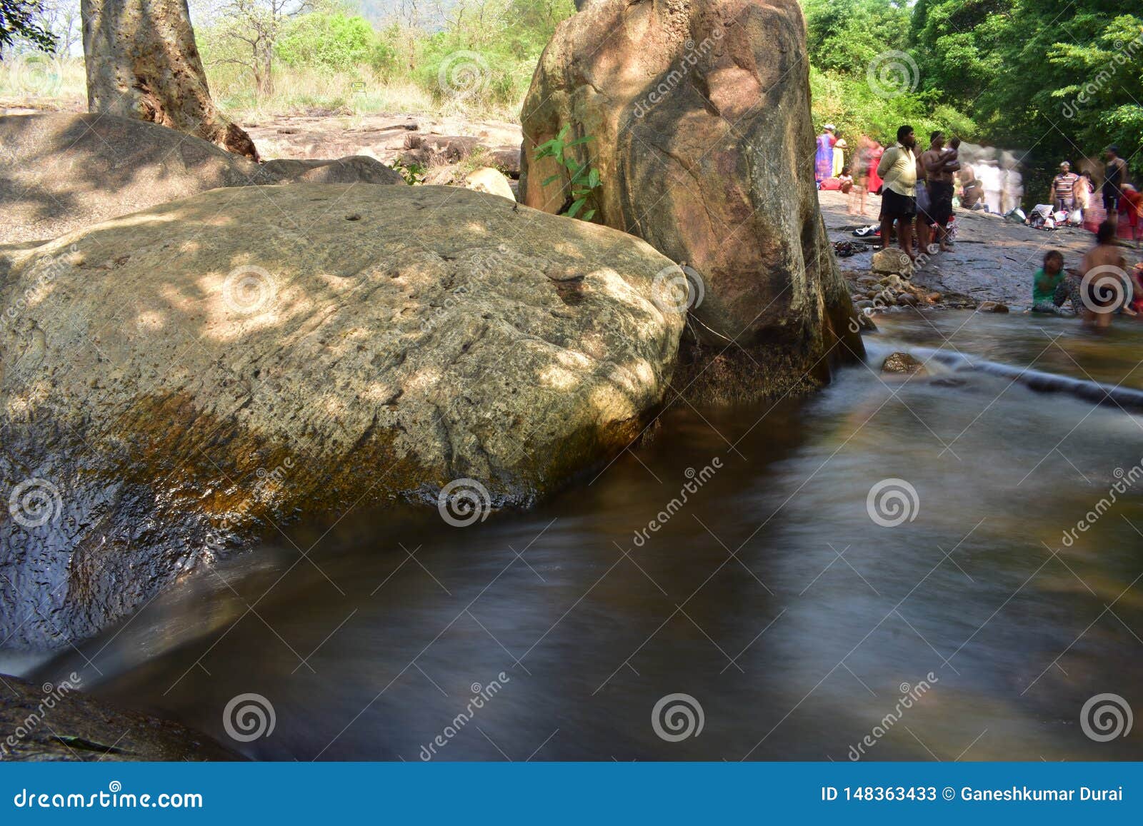 Kumbakkarai Water Falls and the Pambar River Flows Along the Rocks ...