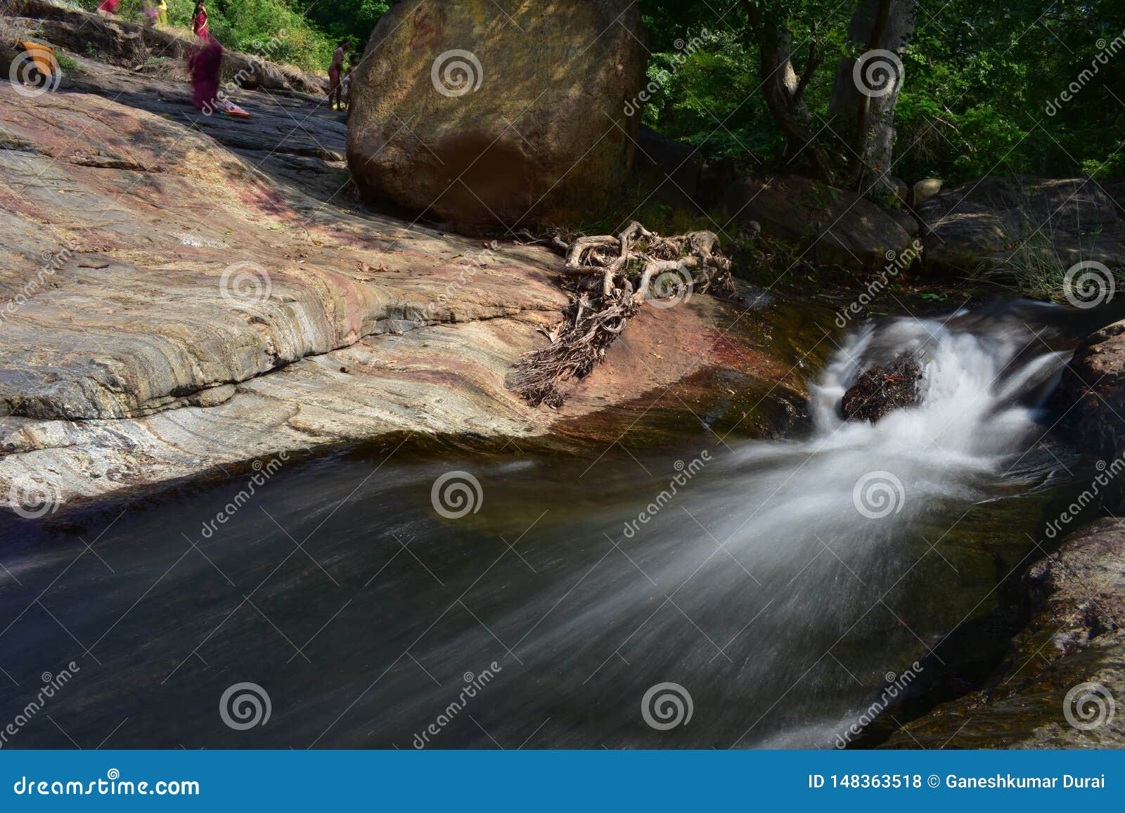 Kumbakkarai Water Falls and the Pambar River Flows Along the Rocks ...