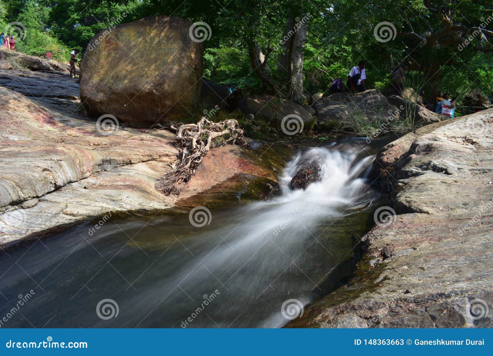 Kumbakkarai Water Falls and the Pambar River Flows Along the Rocks ...