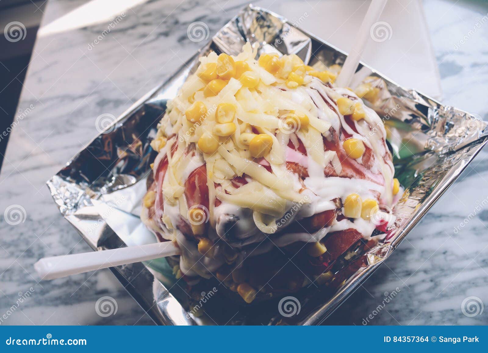 Turkish Baked Potato Mixed Kumpir in Istanbul, Turkey Stock Photo ...