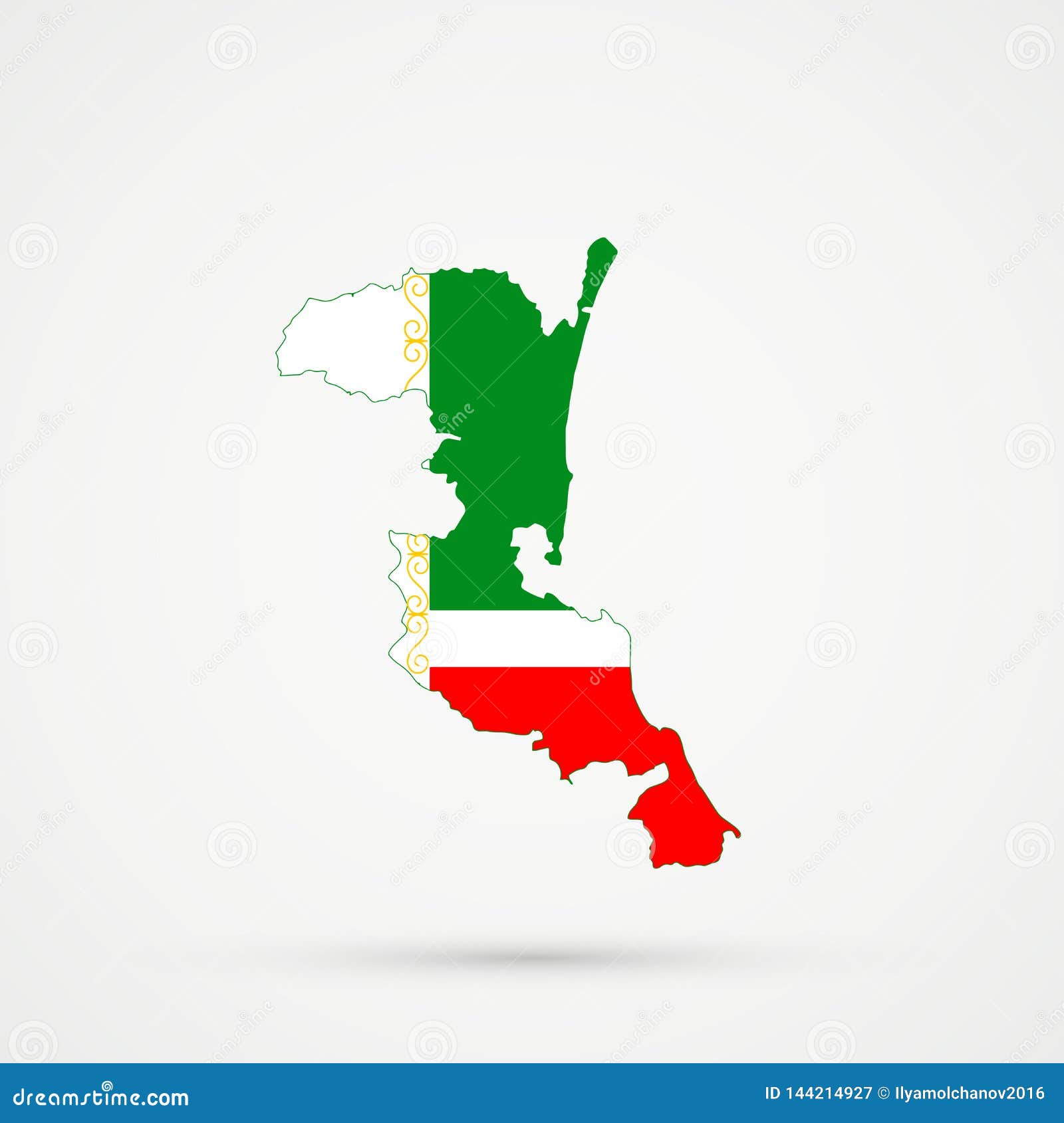 Kumykia Dagestan Map in Chechnya Flag Colors, Editable Vector Stock ...