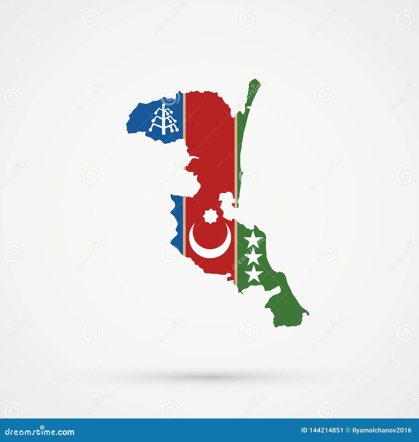 Kumykia Dagestan Map in Khalaj Ethnic Groups Flag Colors, Editable ...