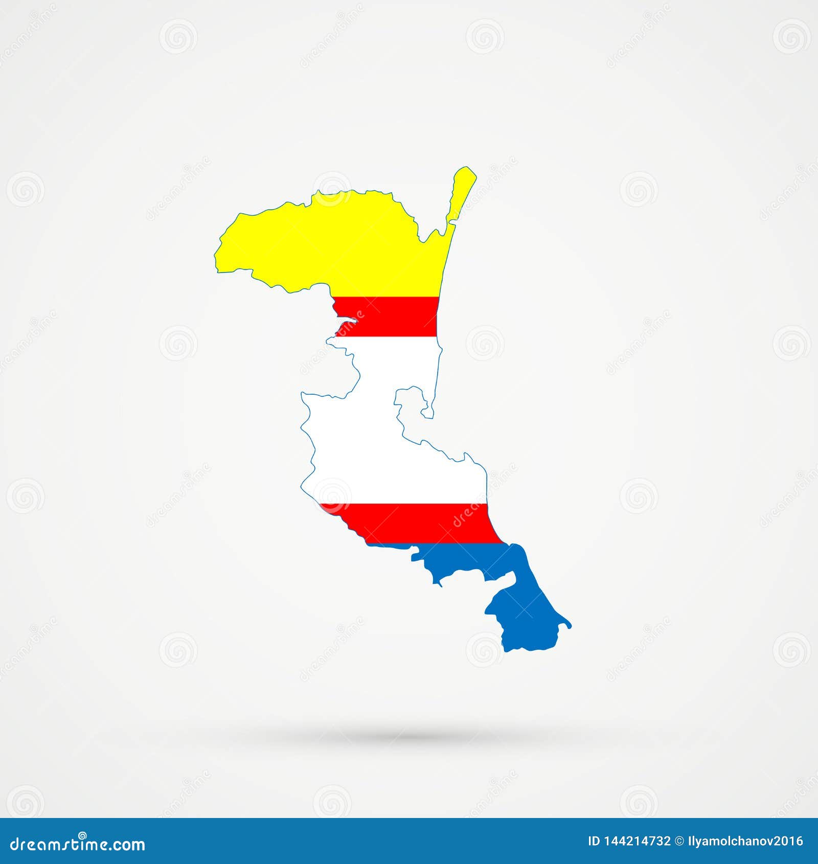 Kumykia Dagestan Map in Krymchaks Ethnic Groups Flag Colors, Editable ...