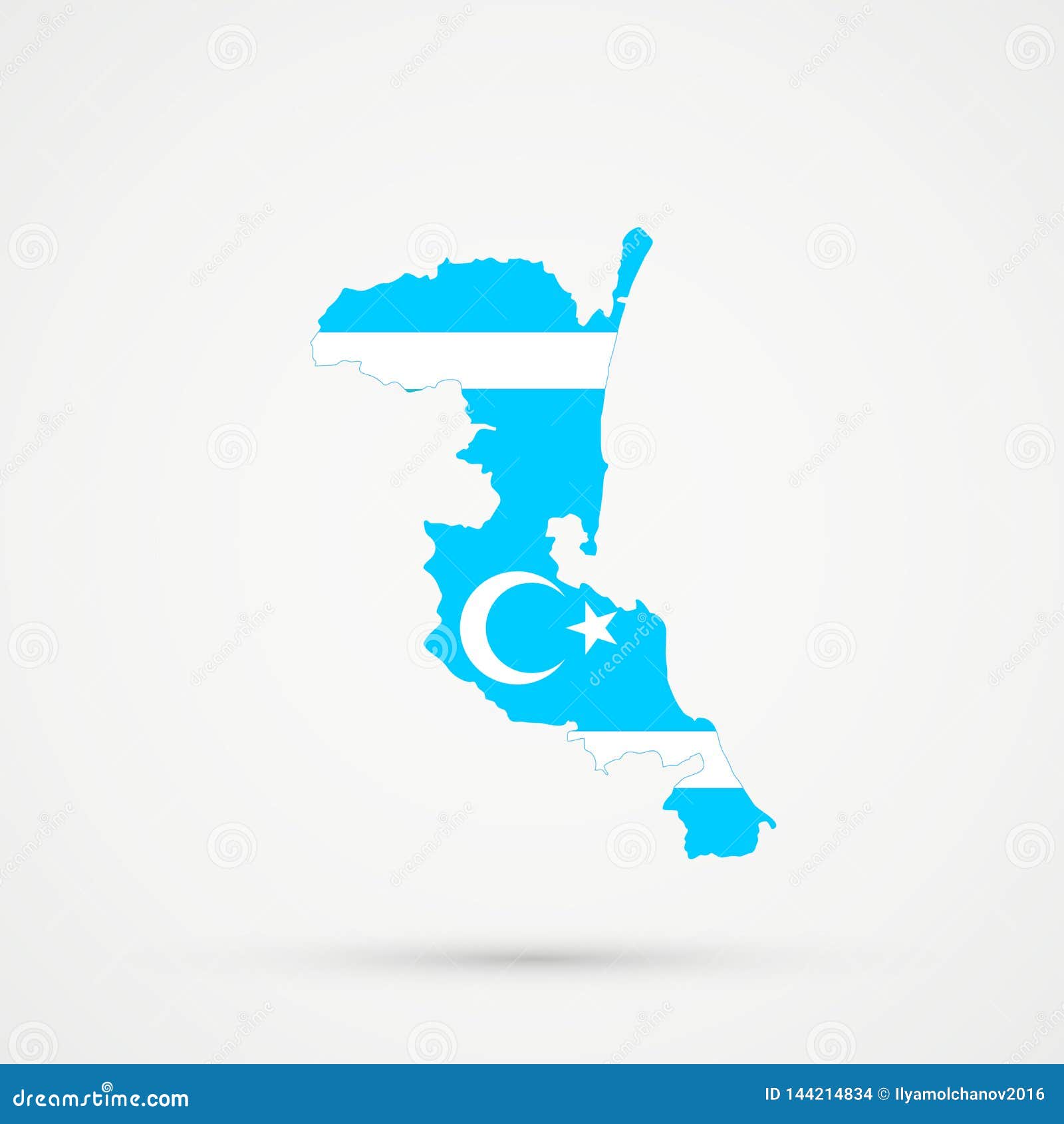Kumykia Dagestan Map in Turkmeneli Flag Colors, Editable Vector Stock ...