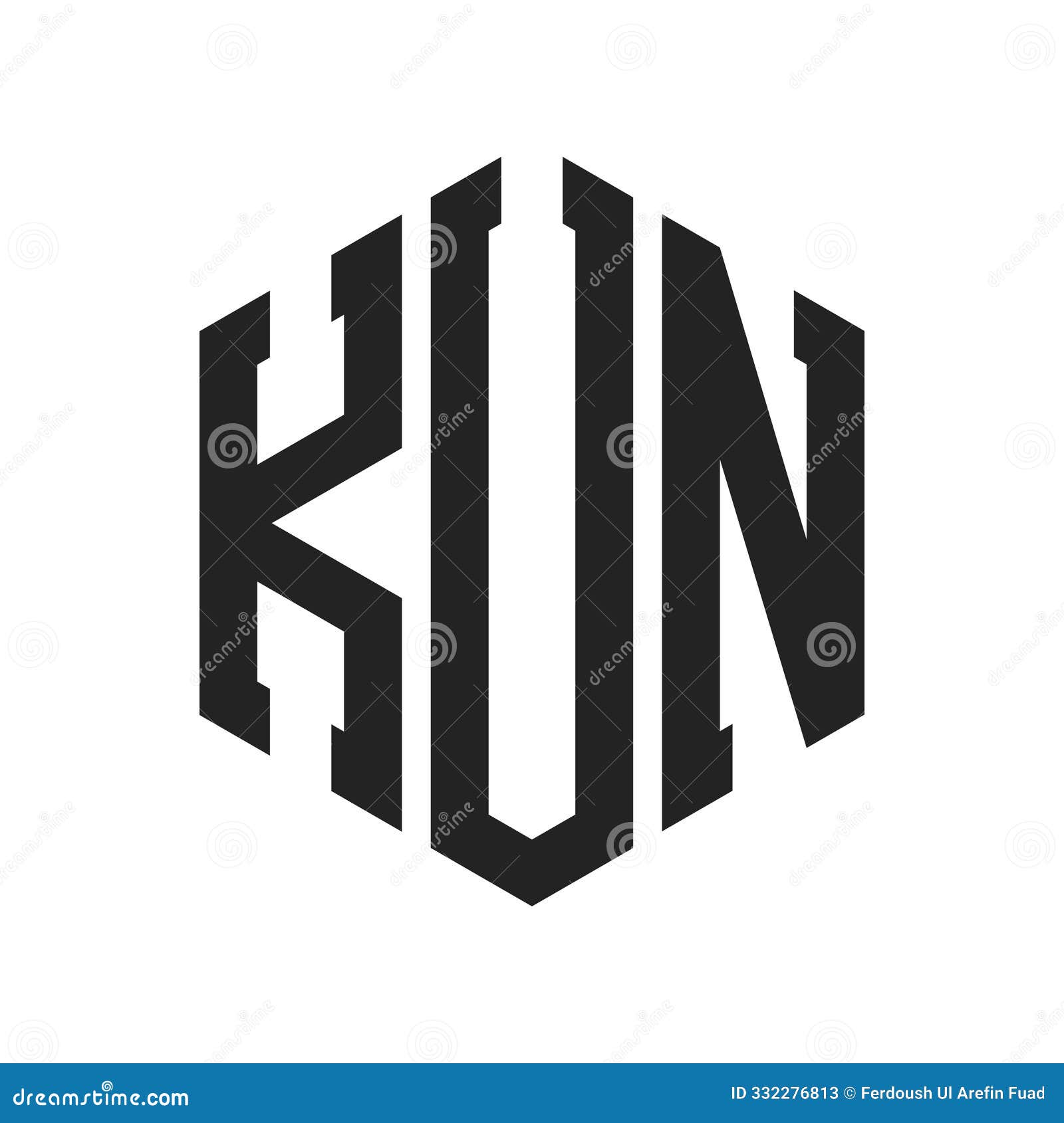 KUN Logo Design. Initial Letter KUN Monogram Logo Using Hexagon Shape ...