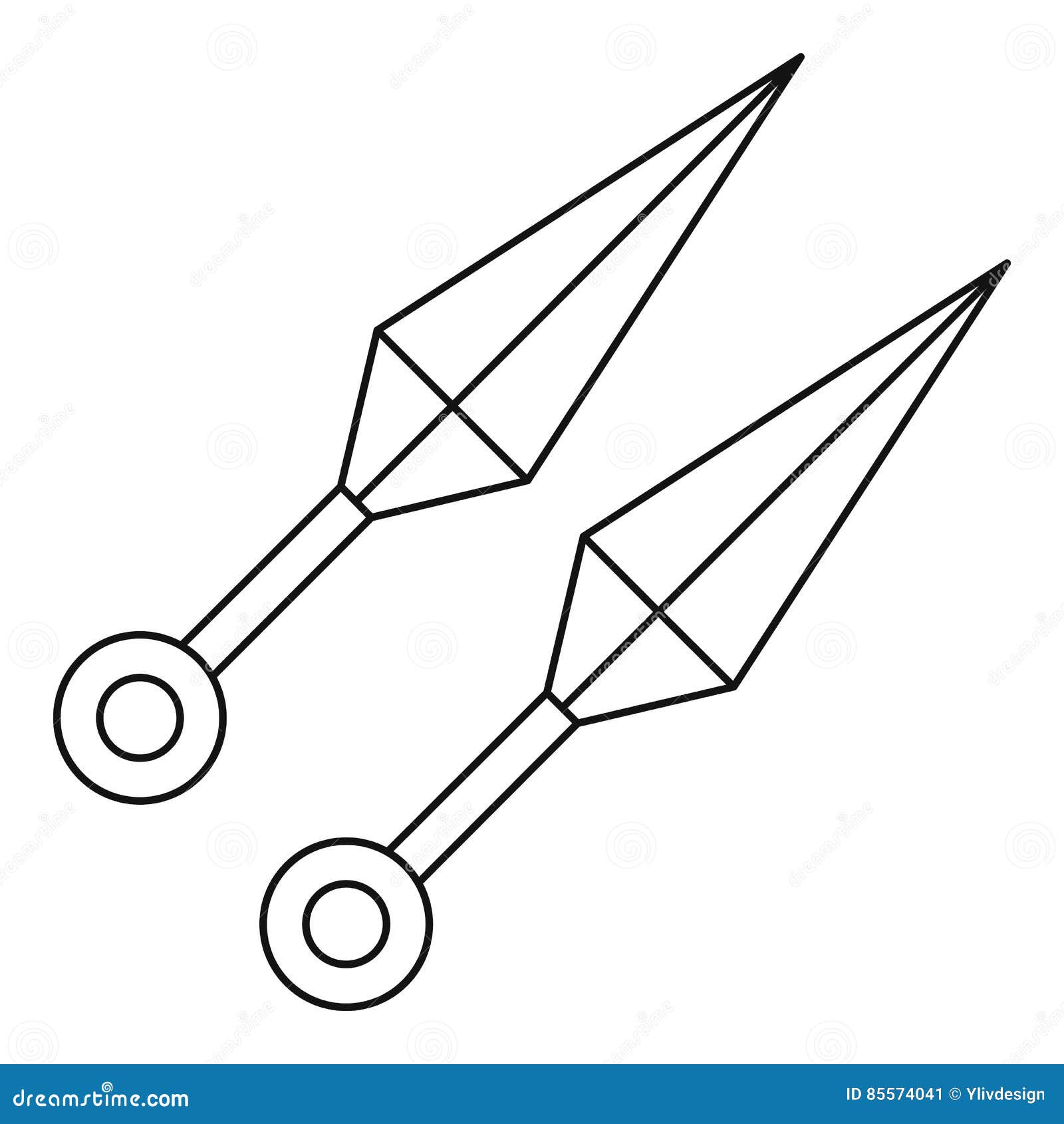 Kunai Ninja Throwing Daggers Icon, Outline Style Stock Vector ...