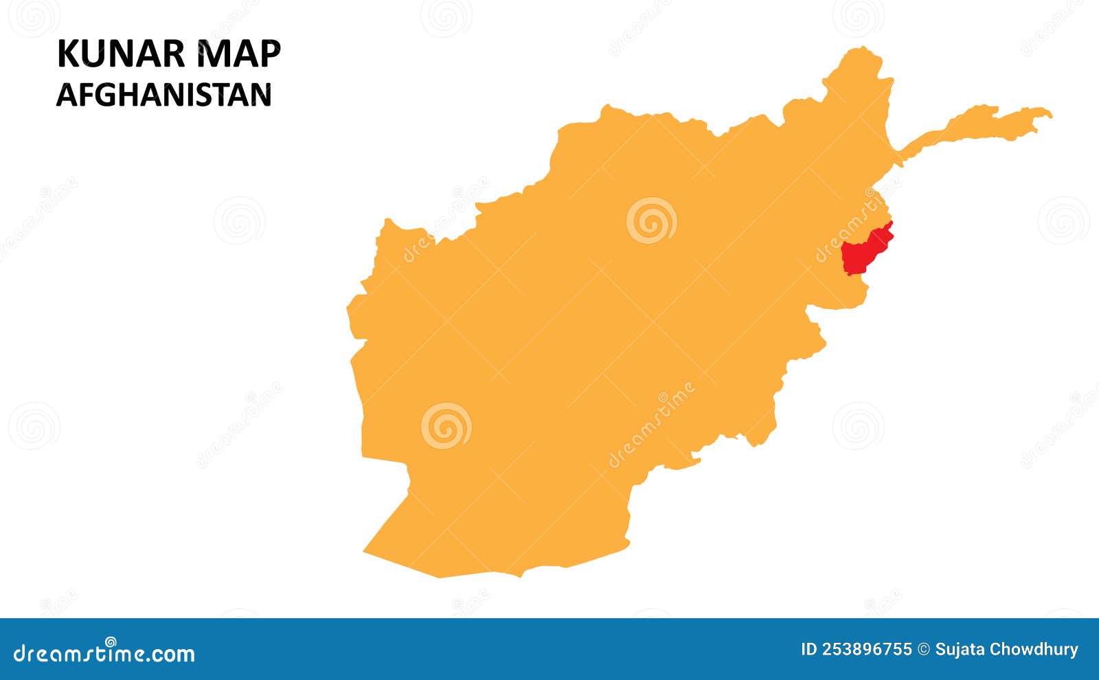 Kunar State and Regions Map Highlighted on Afghanistan Map Stock Vector ...